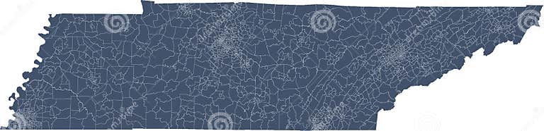 US Tennessee State Map with Census Tracts Boundaries Stock Vector ...