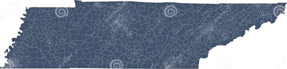US Tennessee State Map with Census Tracts Boundaries Stock Vector ...