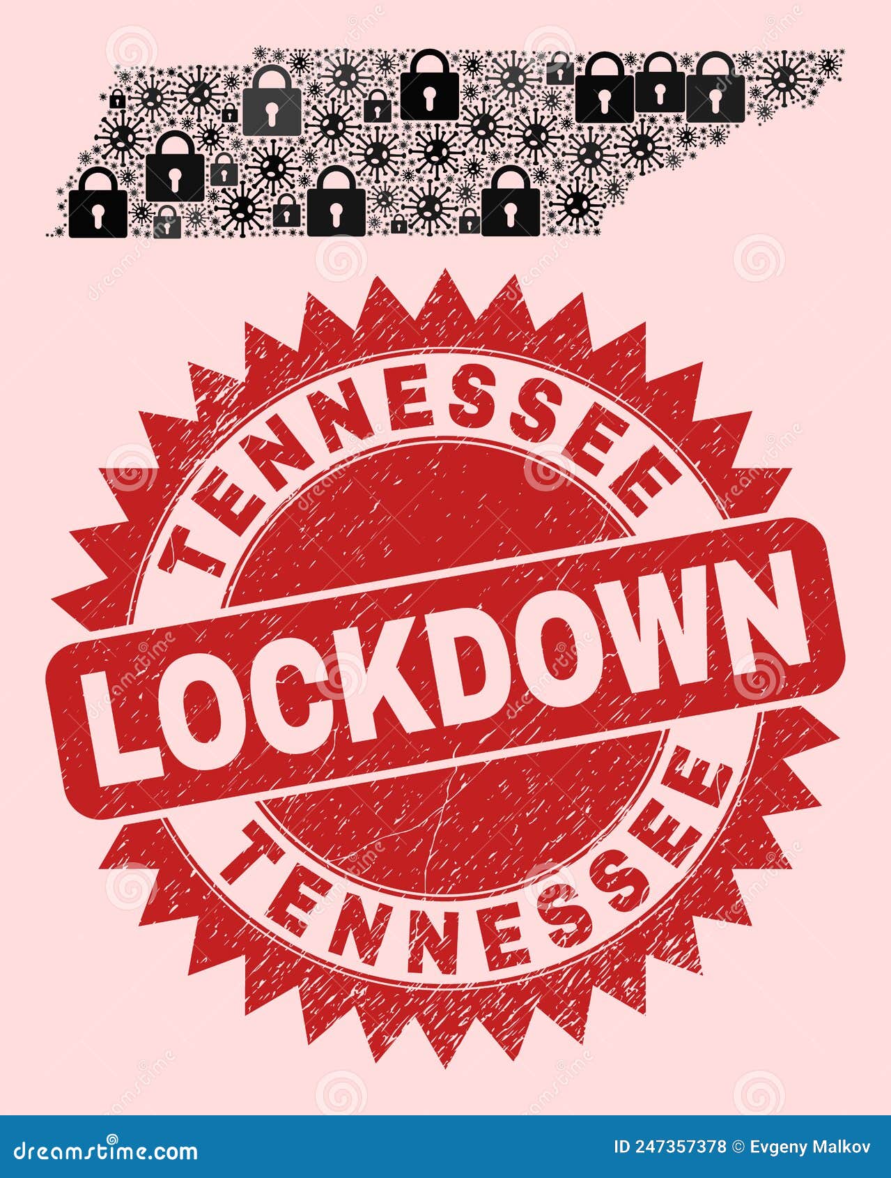 Tennessee State Map Composition of Locks and Viruses and Scratched ...