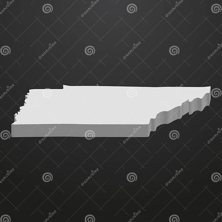 Tennessee State Map in Gray on a Black Background 3d Stock Illustration ...