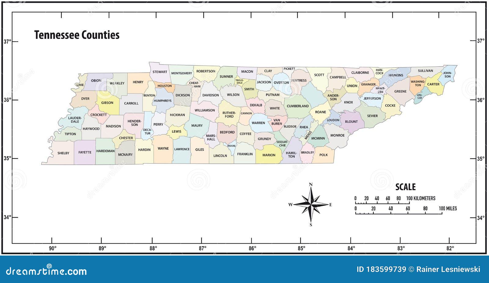 Printable Political Map Of Tennessee