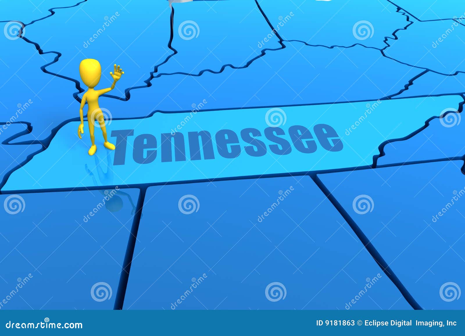 Tennessee State Outline with Yellow Stick Figure Stock Illustration ...