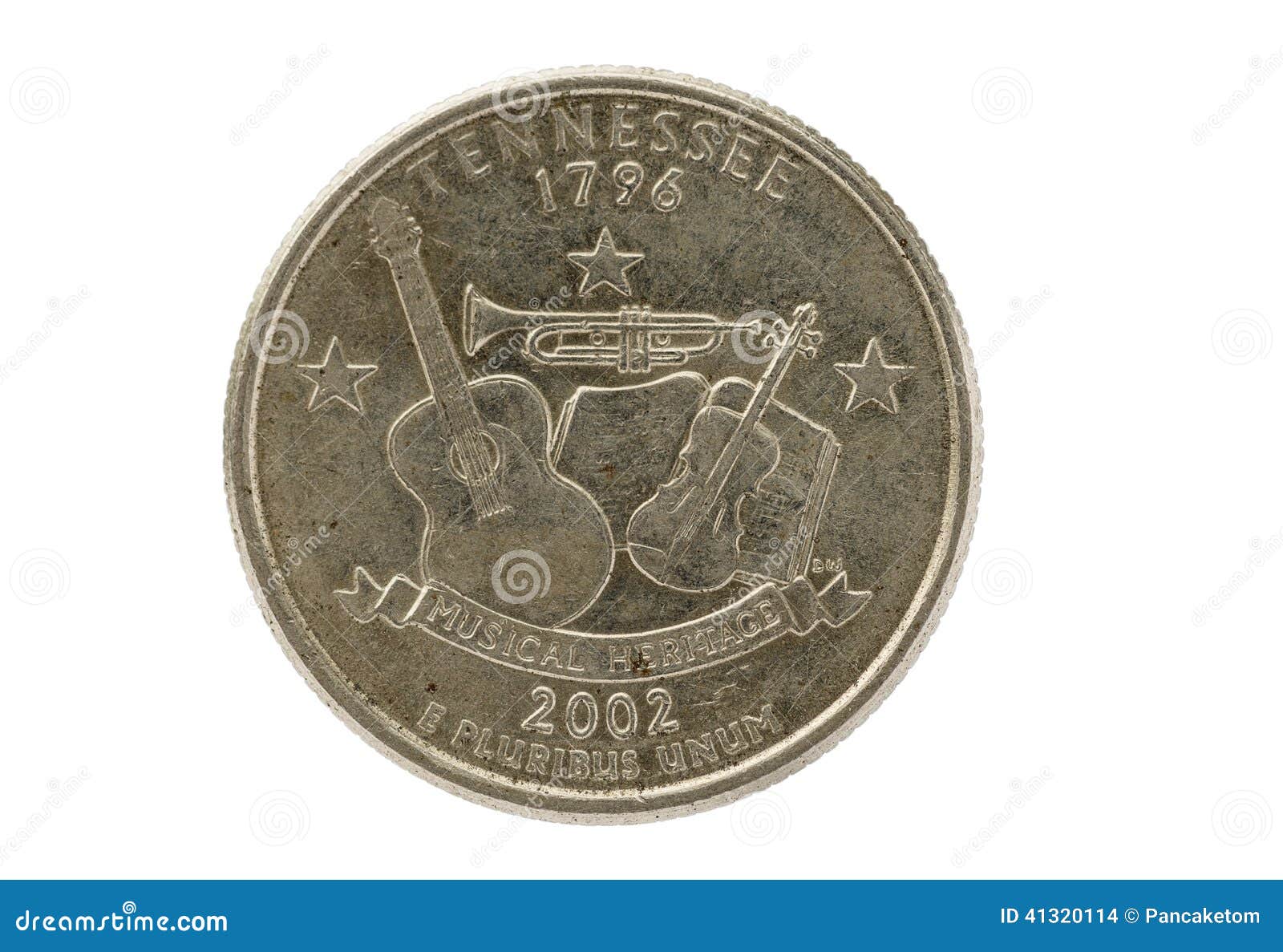 Tennessee State Quarter Coin Stock Photo - Image of isolated, worn ...