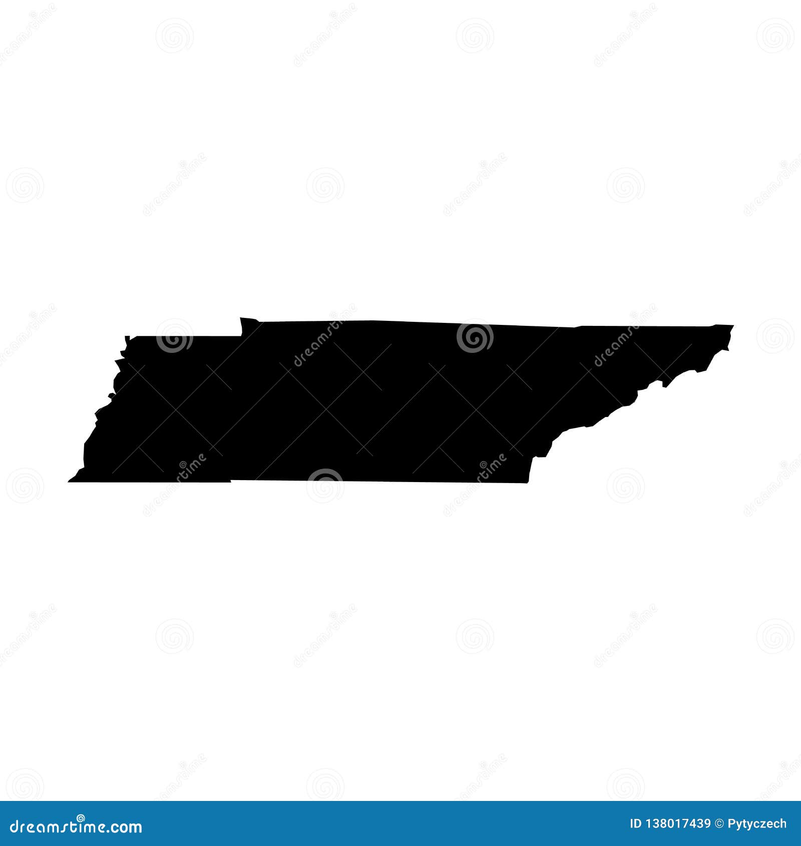 Tennessee, State of USA - Solid Black Silhouette Map of Country Area. Simple Flat Vector ...