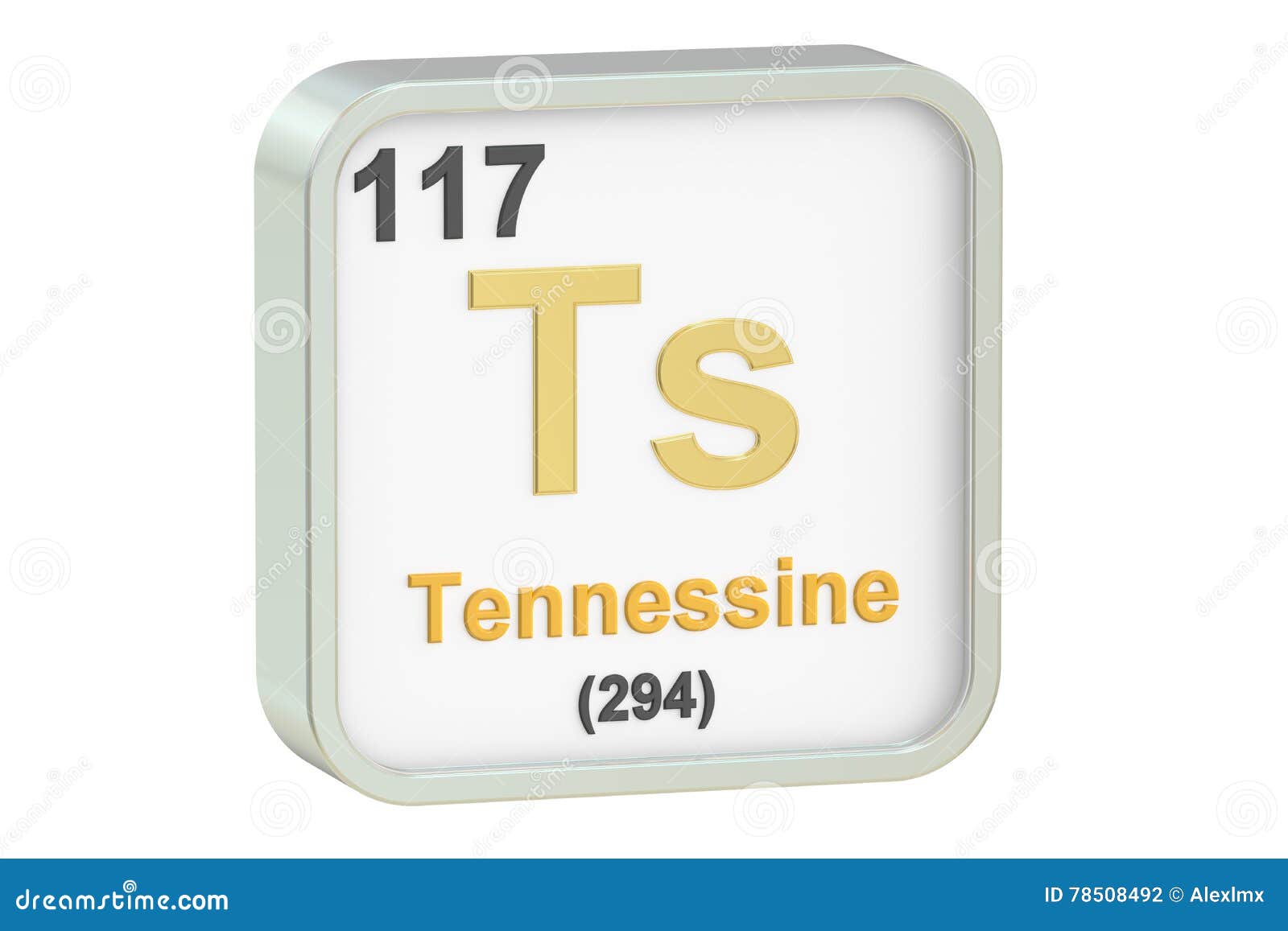 Tennessine As Element 117 Of The Periodic Table 3D Illustration On ...