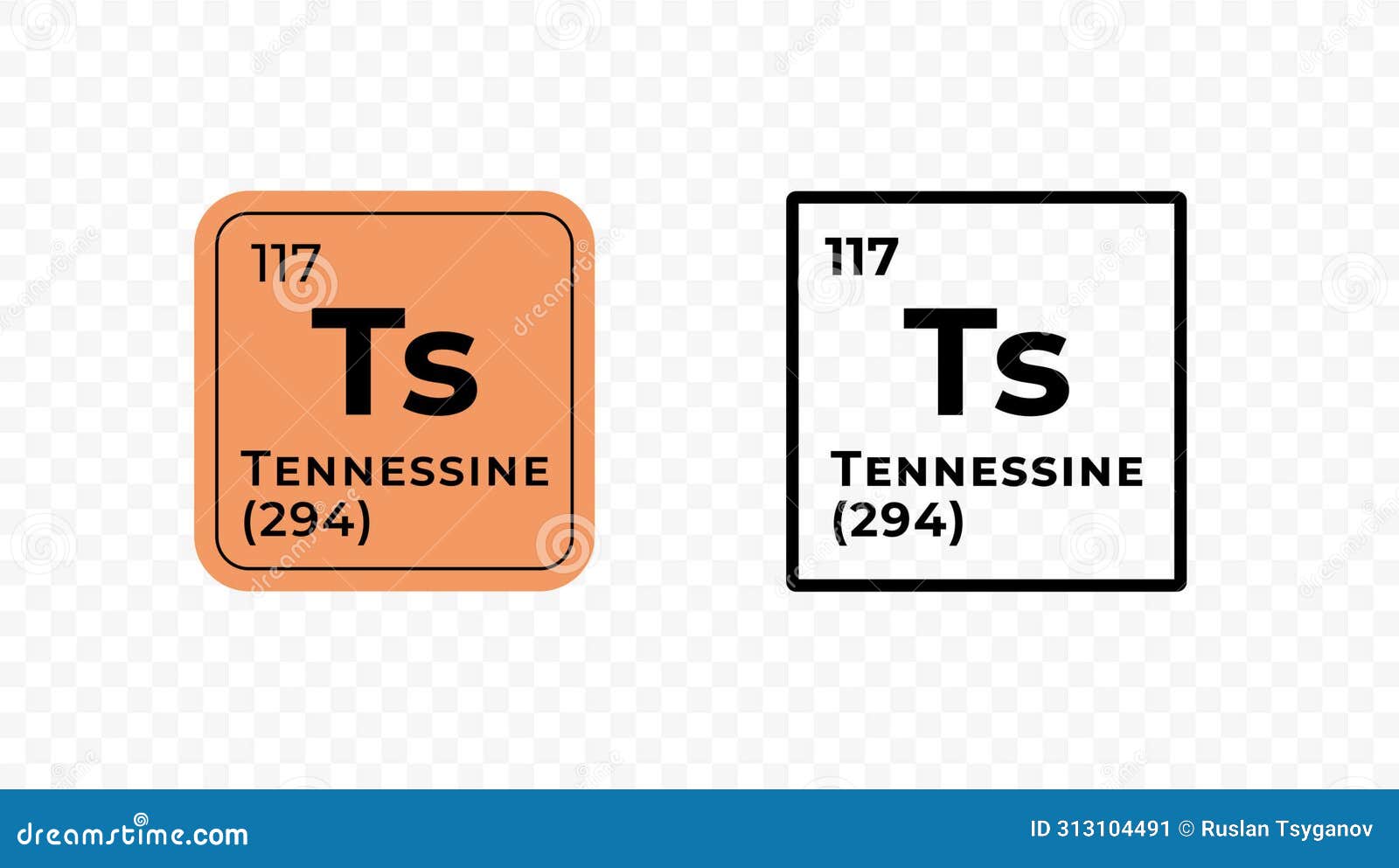 Tennessine As Element 117 Of The Periodic Table 3D Illustration On ...