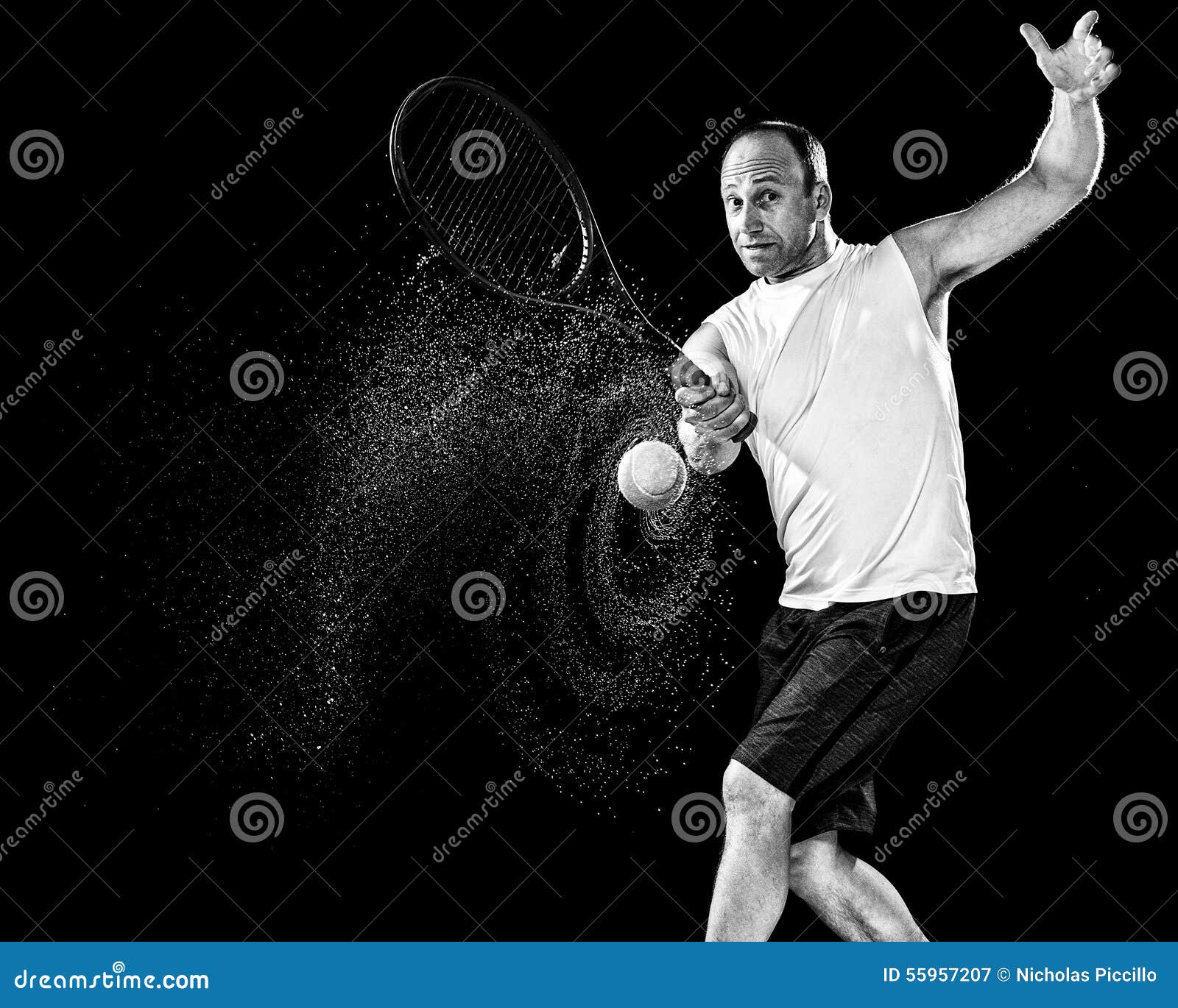 Tennis Action stock image. Image of shot, racquet, spray - 55957207