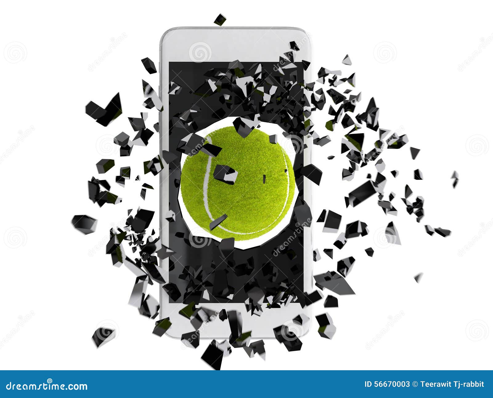 Tennis Ball Burst Out of the Smartphone Stock Illustration ...