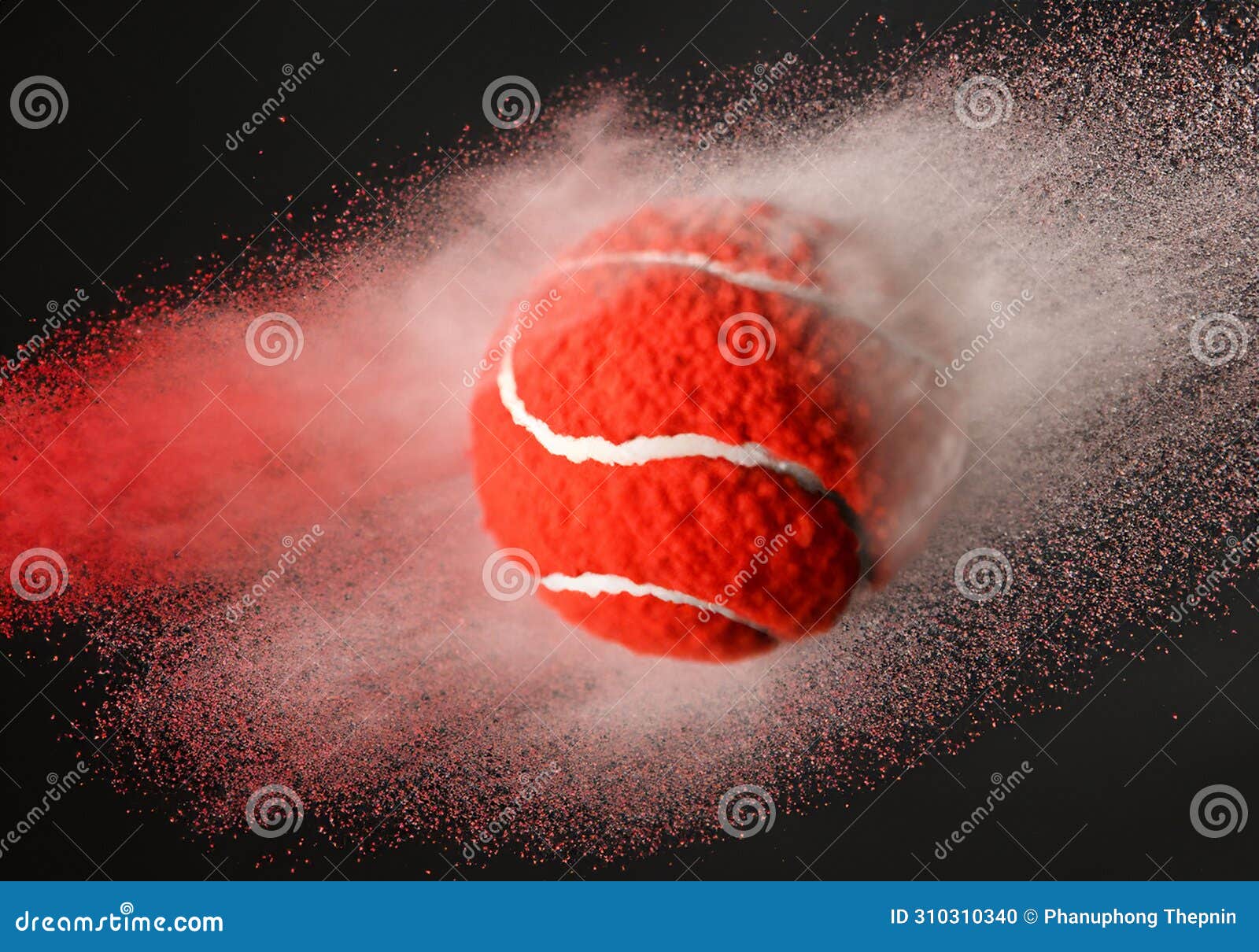 Tennis Ball in Explosion of Red Dust Stock Illustration - Illustration ...