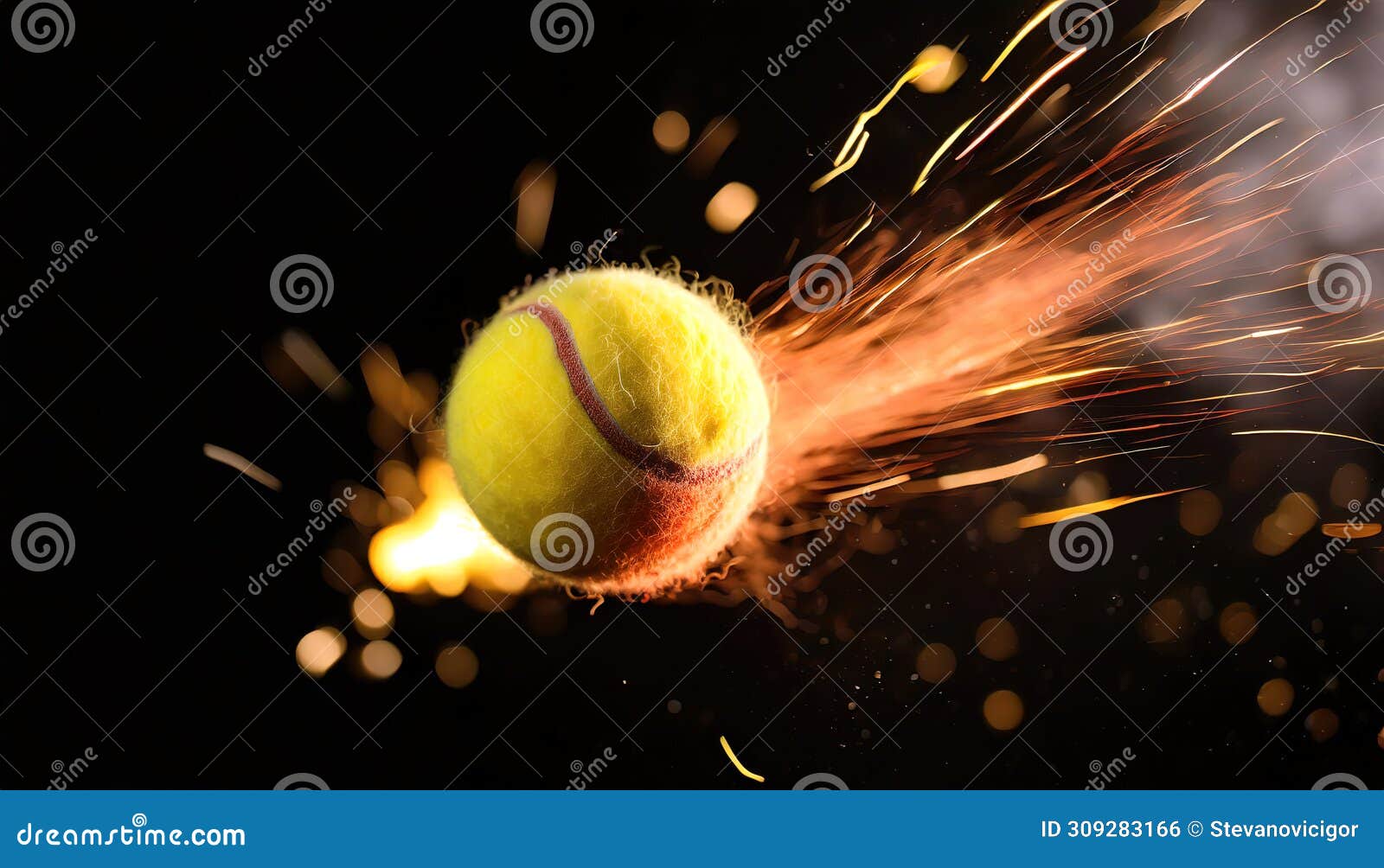 Tennis Ball with Fire Effect and Sparks Stock Illustration ...