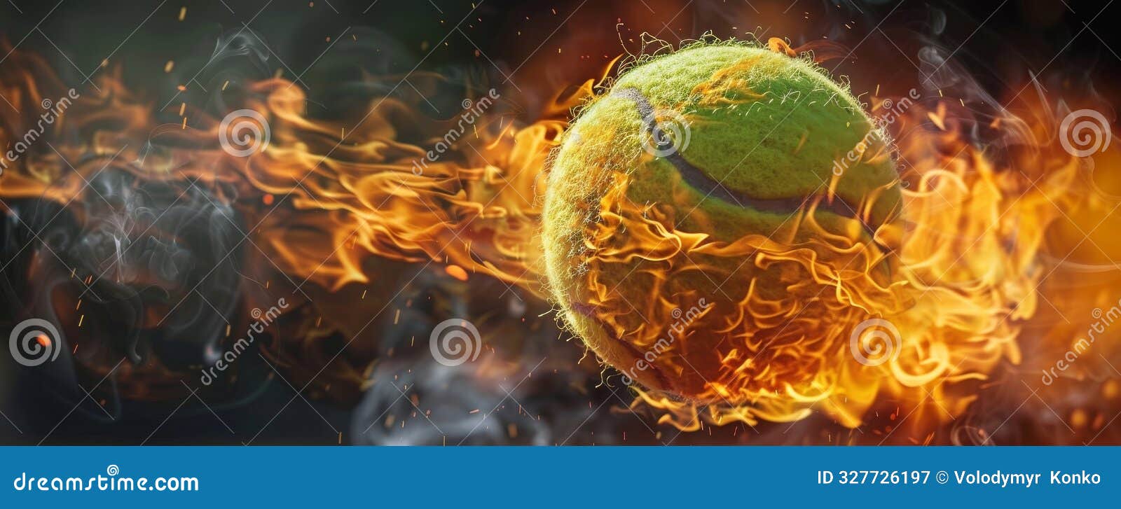 Tennis Ball on Fire with Smoke and Flames, Dynamic Action Concept Stock ...