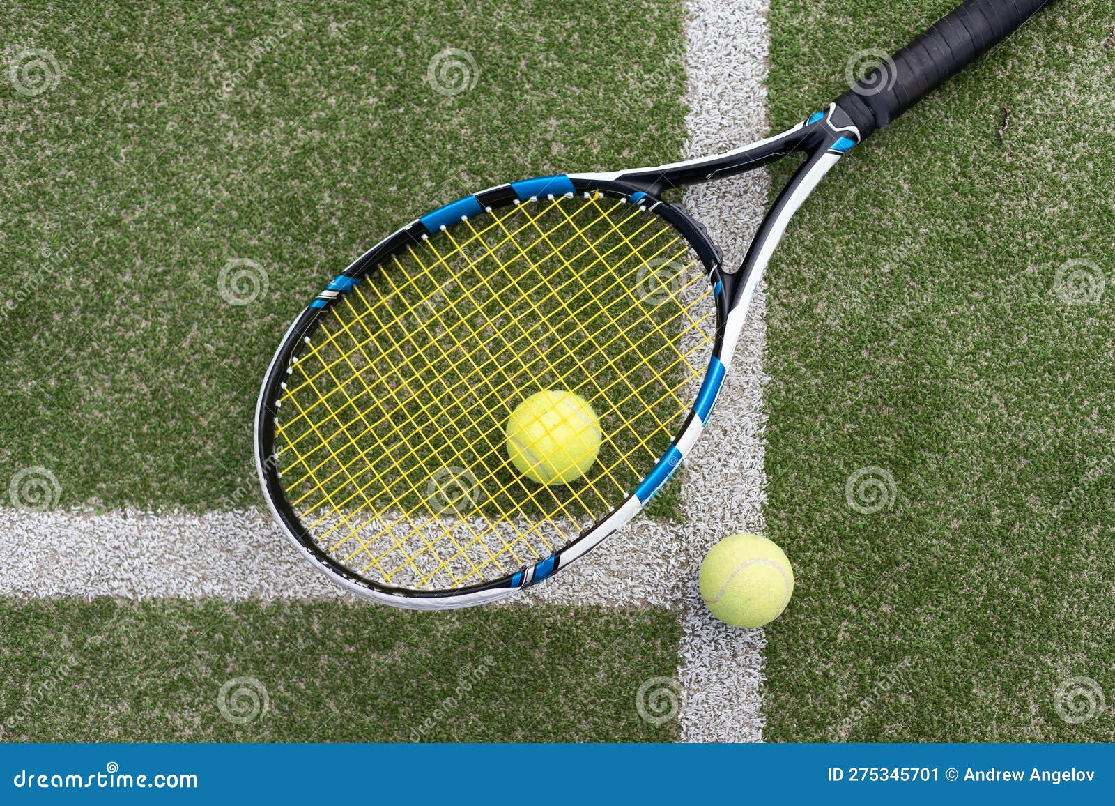 Tennis Ball on Tennis Grass Court Stock Image - Image of complex ...