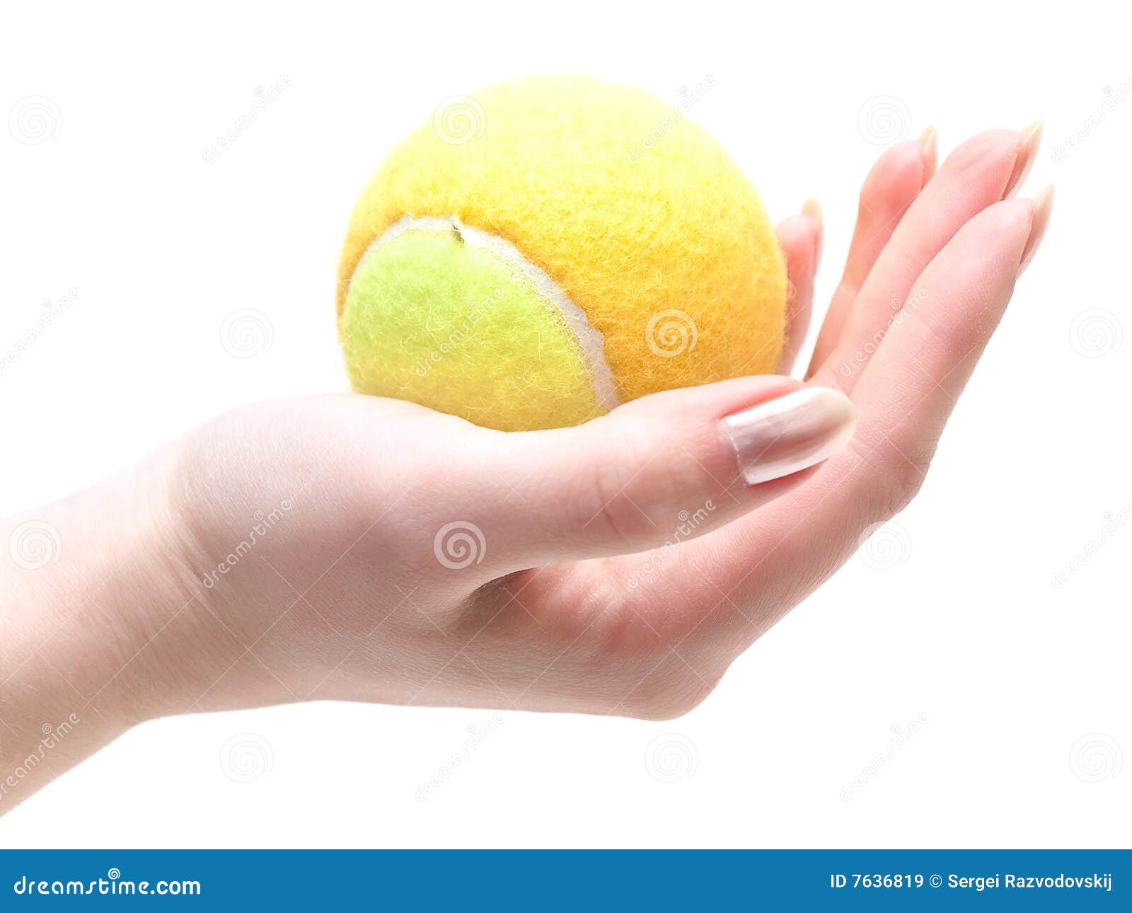 Tennis ball in hand stock image. Image of object, ball - 7636819