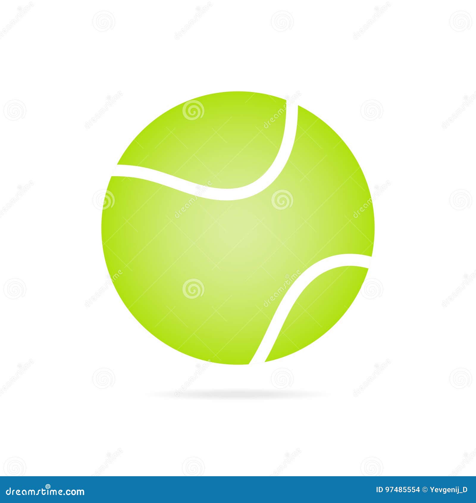 Tennis Ball Icon with Shadow Isolated on White Background Stock Vector ...