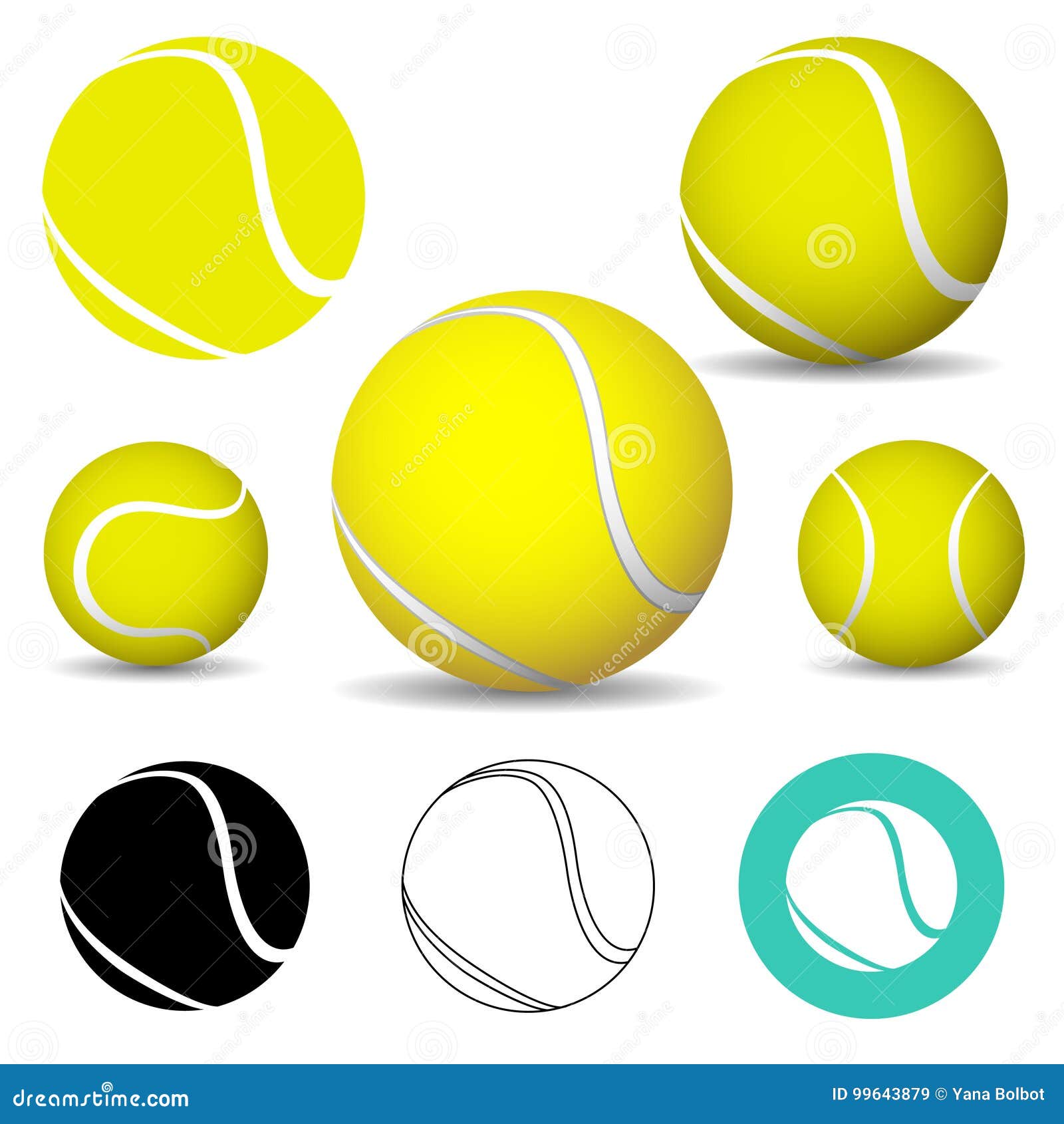 Tennis ball, icons stock vector. Illustration of macro - 99643879