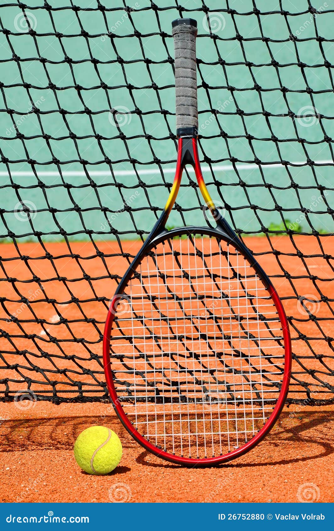 Tennis ball and racket stock photo. Image of background - 26752880