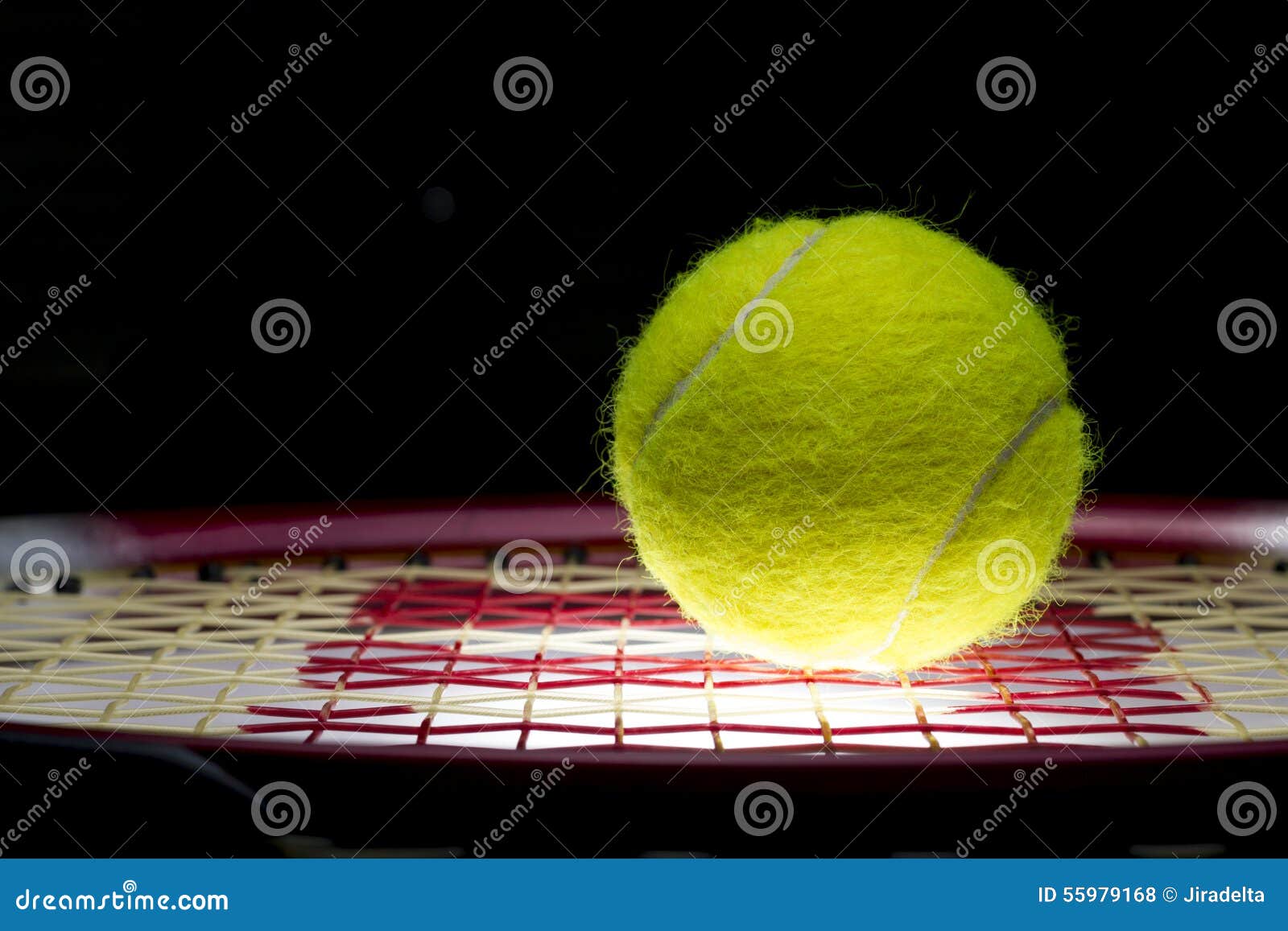 Tennis Ball on Racket stock photo. Image of background - 55979168