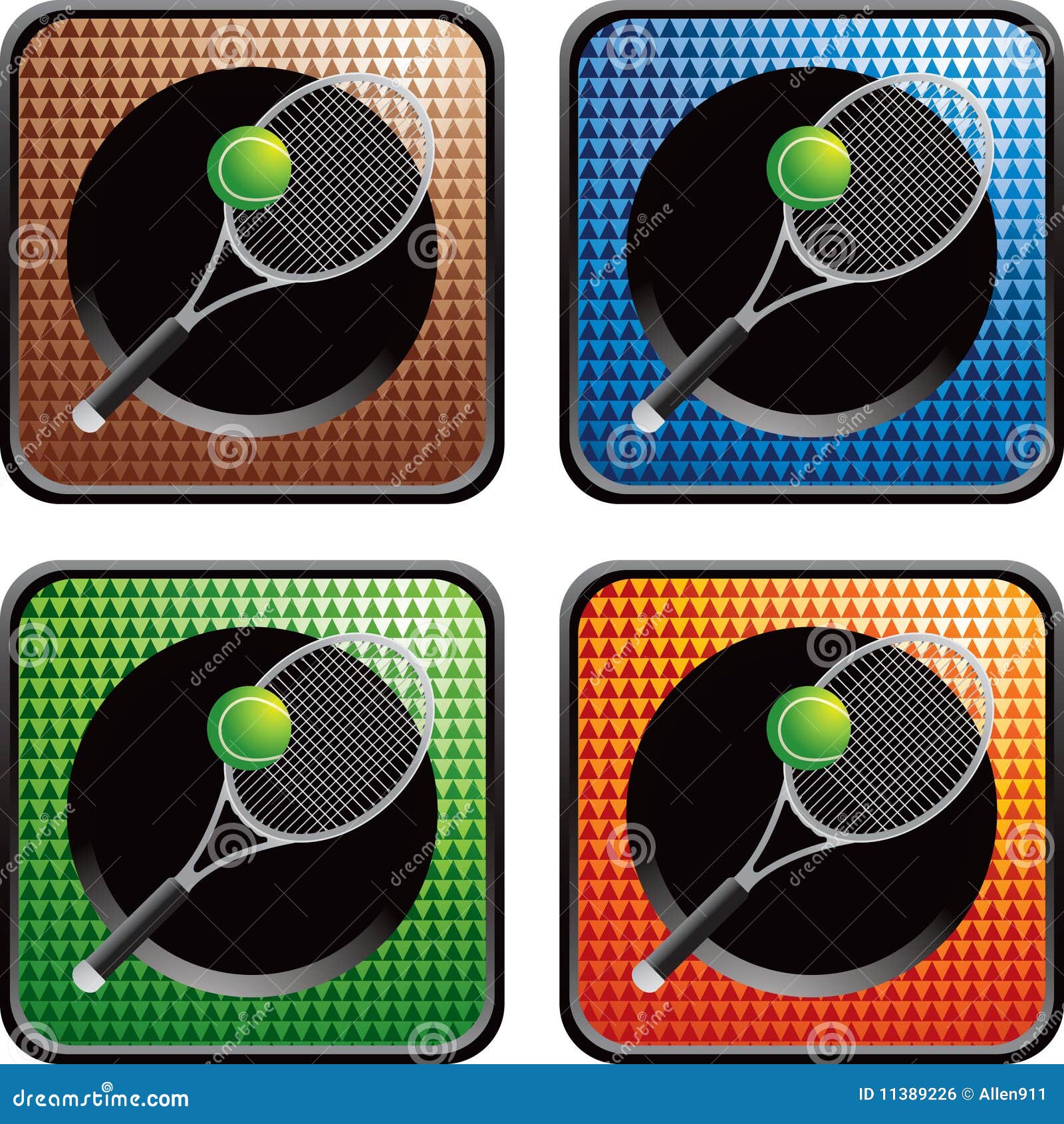 Tennis Ball and Racket on Checkered Web Buttons Stock Vector ...