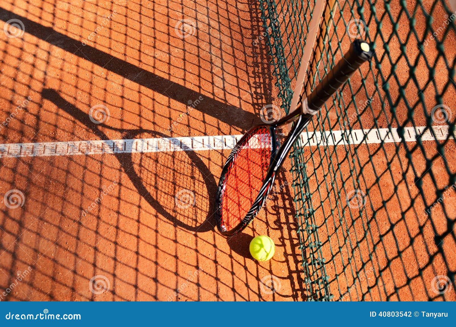 Tennis Ball and Racket are Near the Net Horizontal 0193 Stock Photo ...