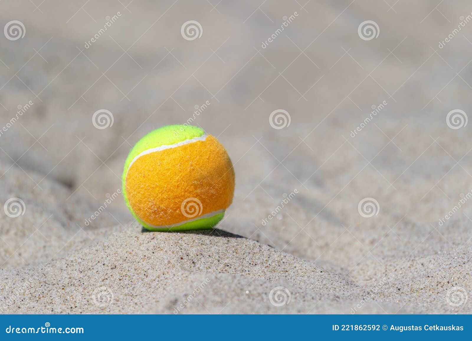 Tennis Ball on the Sand at the Beach Close Up Stock Photo - Image of ...