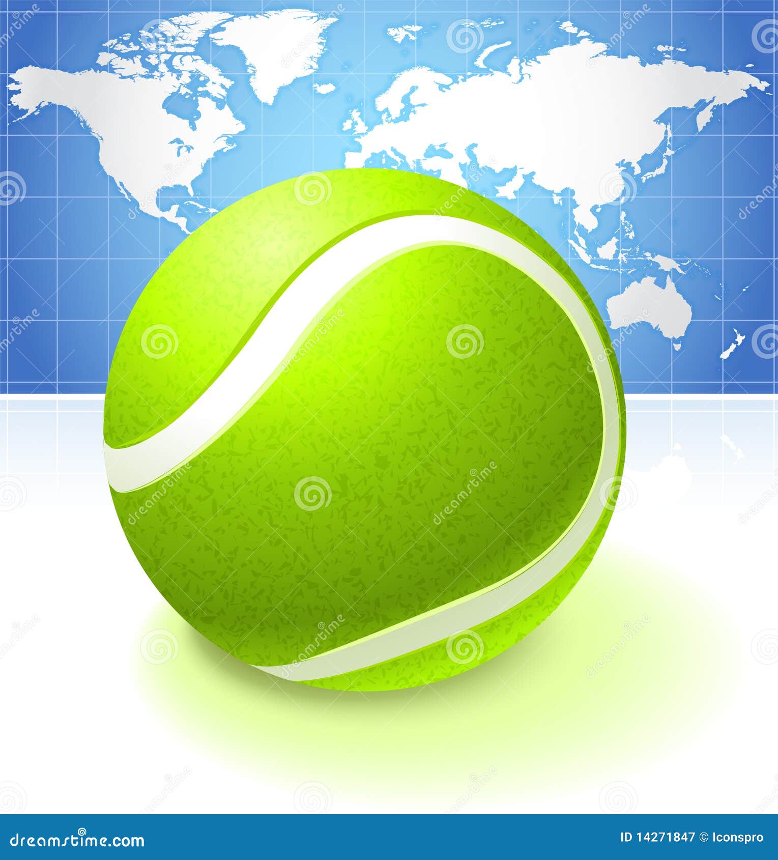 Tennis Ball with World Map Background Stock Illustration - Illustration ...