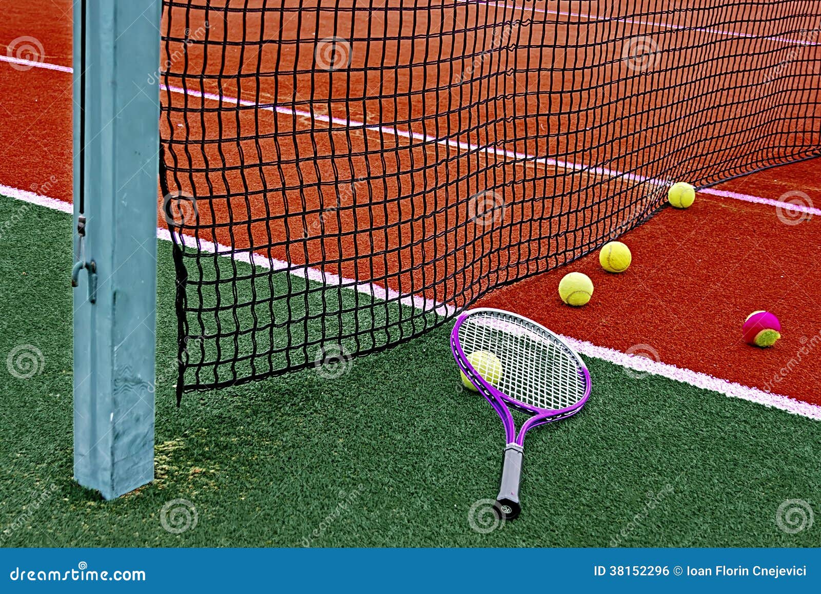 Tennis Balls & Racket-3 Stock Photo - Image of outdoor, corner: 38152296