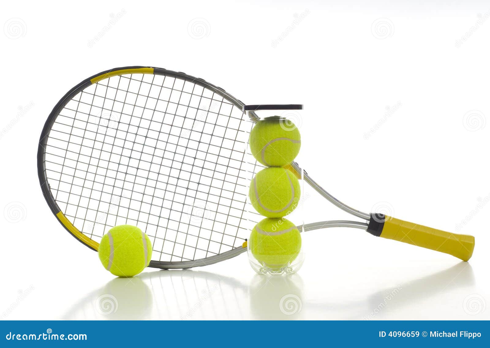 Tennis Balls and Racket stock image. Image of tennis, green - 4096659
