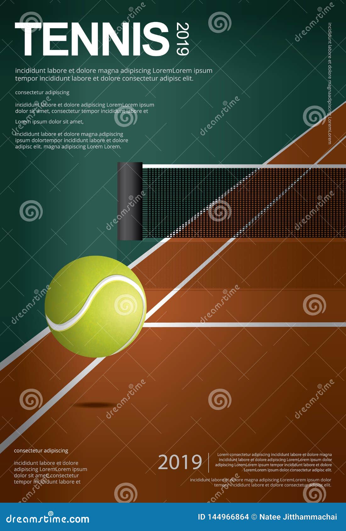 Tennis Championship Or Tournament Poster Background. Vector Tennis ...