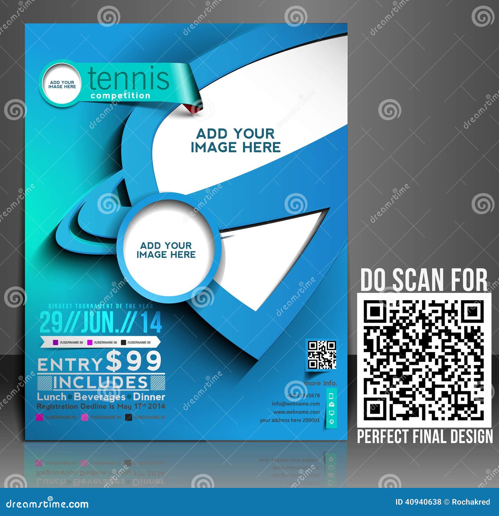 Tennis Competition Flyer Design Stock Vector - Illustration of action ...