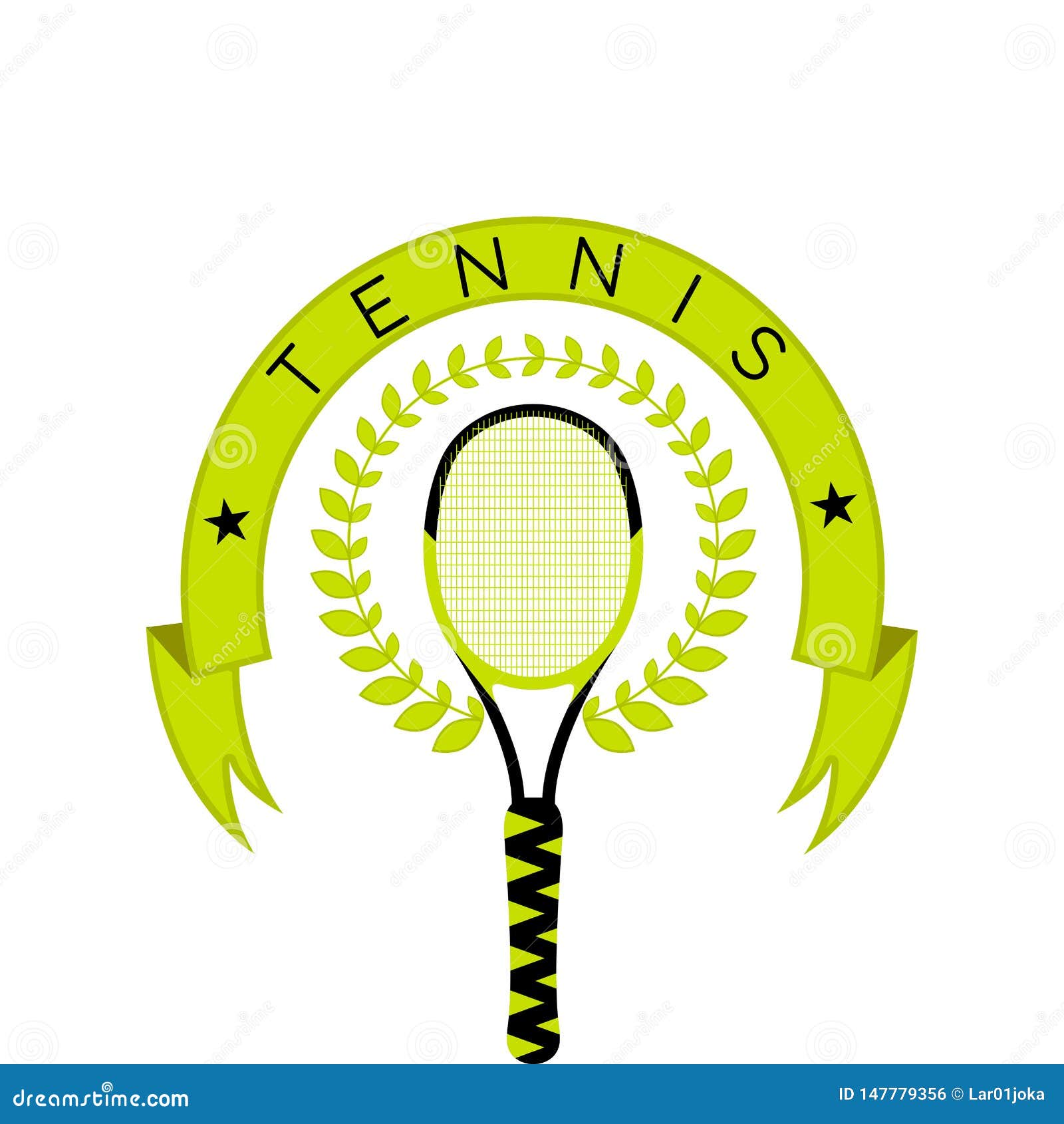 Tennis Emblem with a Racket and a Laurel Wreath Stock Vector ...