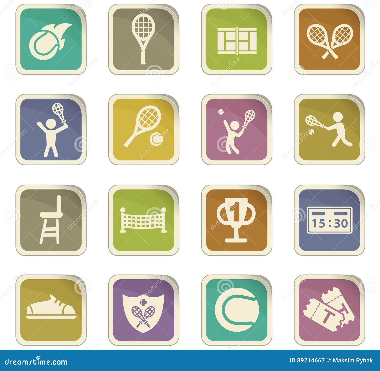 Tennis icon set stock illustration. Illustration of symbol - 89214667