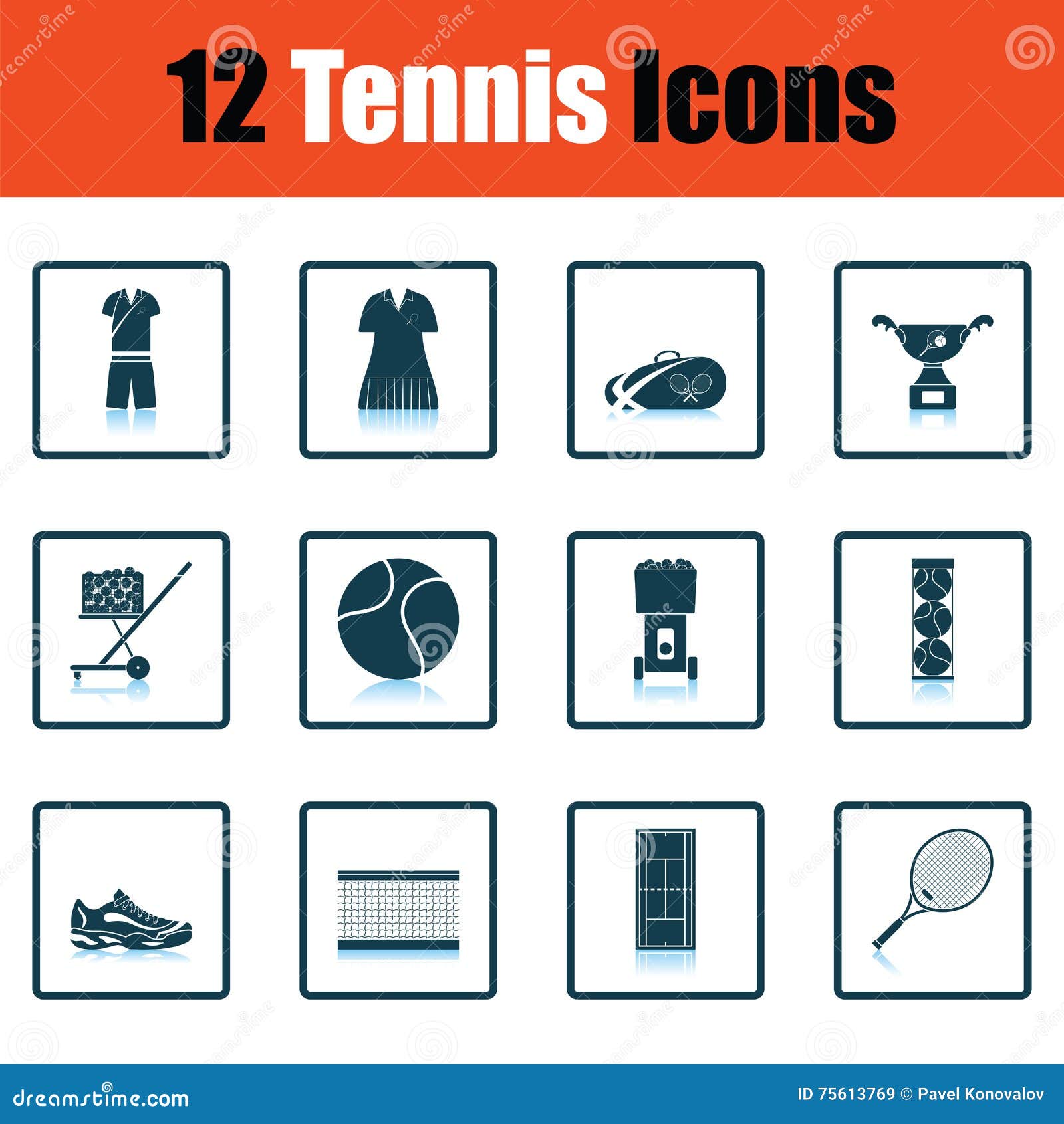 Tennis Icon Set. Included Icons As Doubles Tennis, Tennis Player, Match ...
