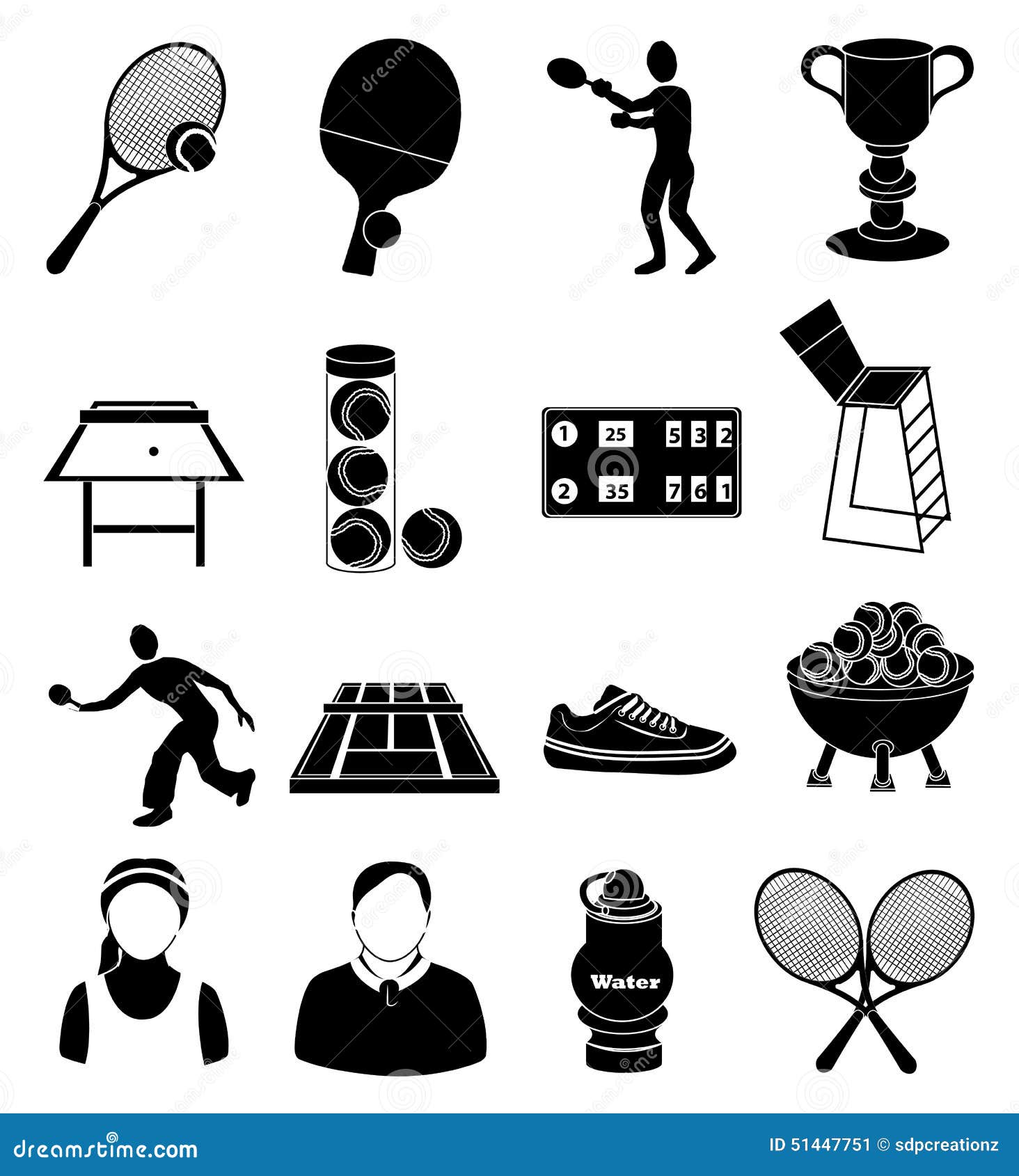 Set Of Tennis Icons, Emblems And Design Elements. Cartoon Vector ...