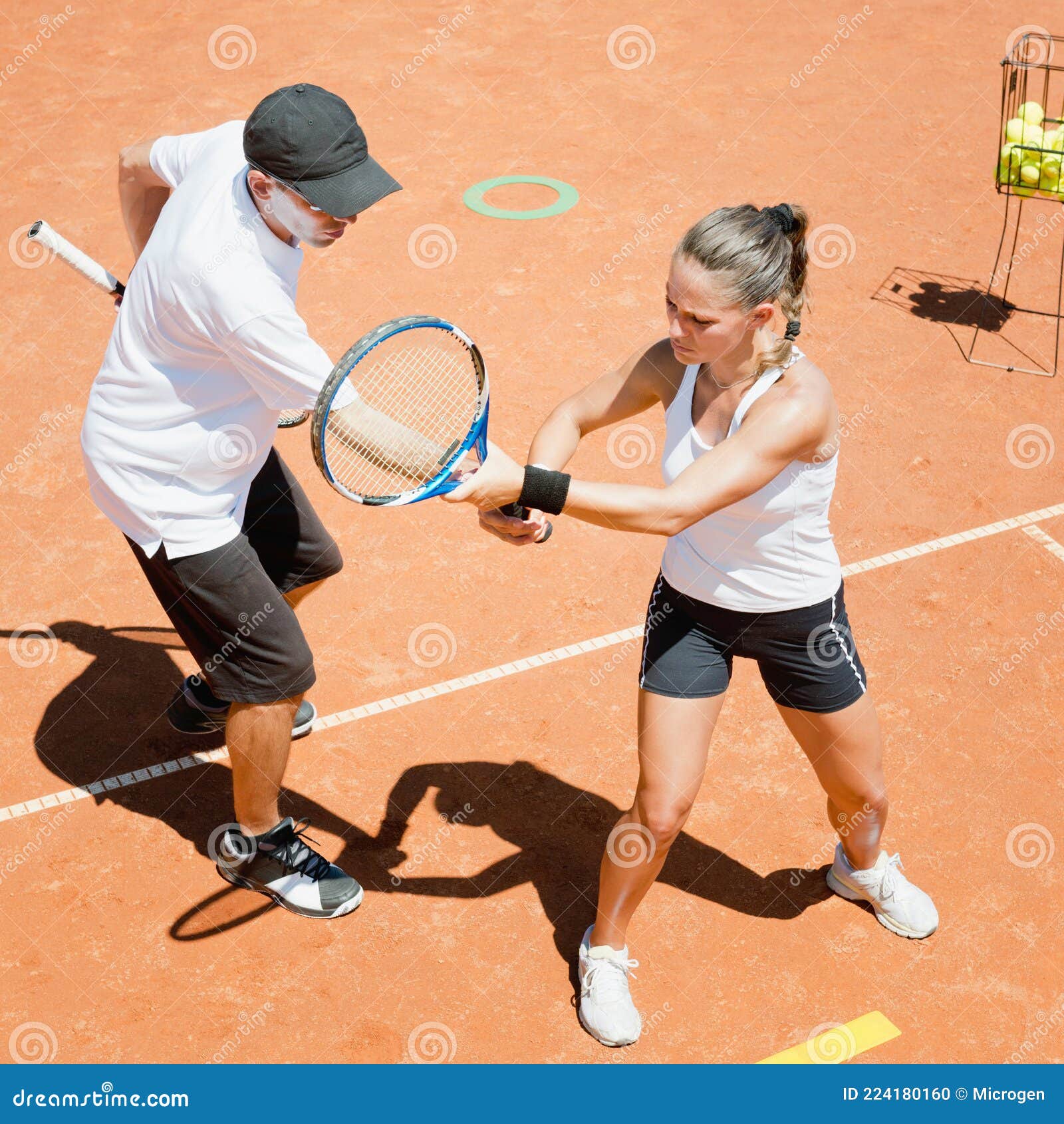 Tennis lesson stock photo. Image of athlete, holding - 224180160