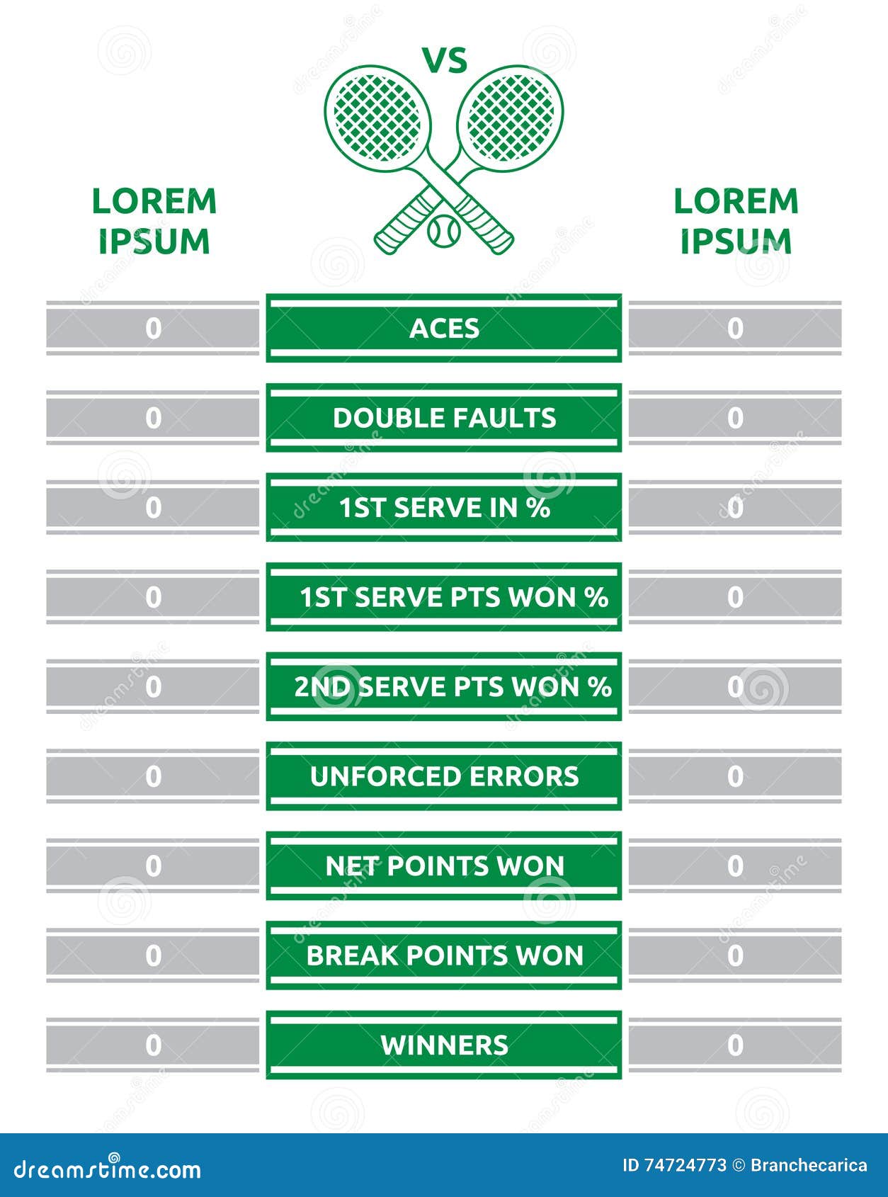 Tennis Match Statistics Cartoon Vector | CartoonDealer.com #74724773