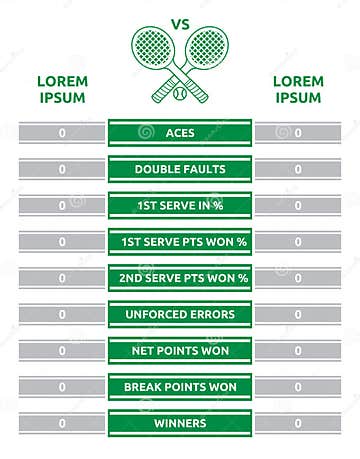 Tennis match statistics stock vector. Illustration of game - 74724773