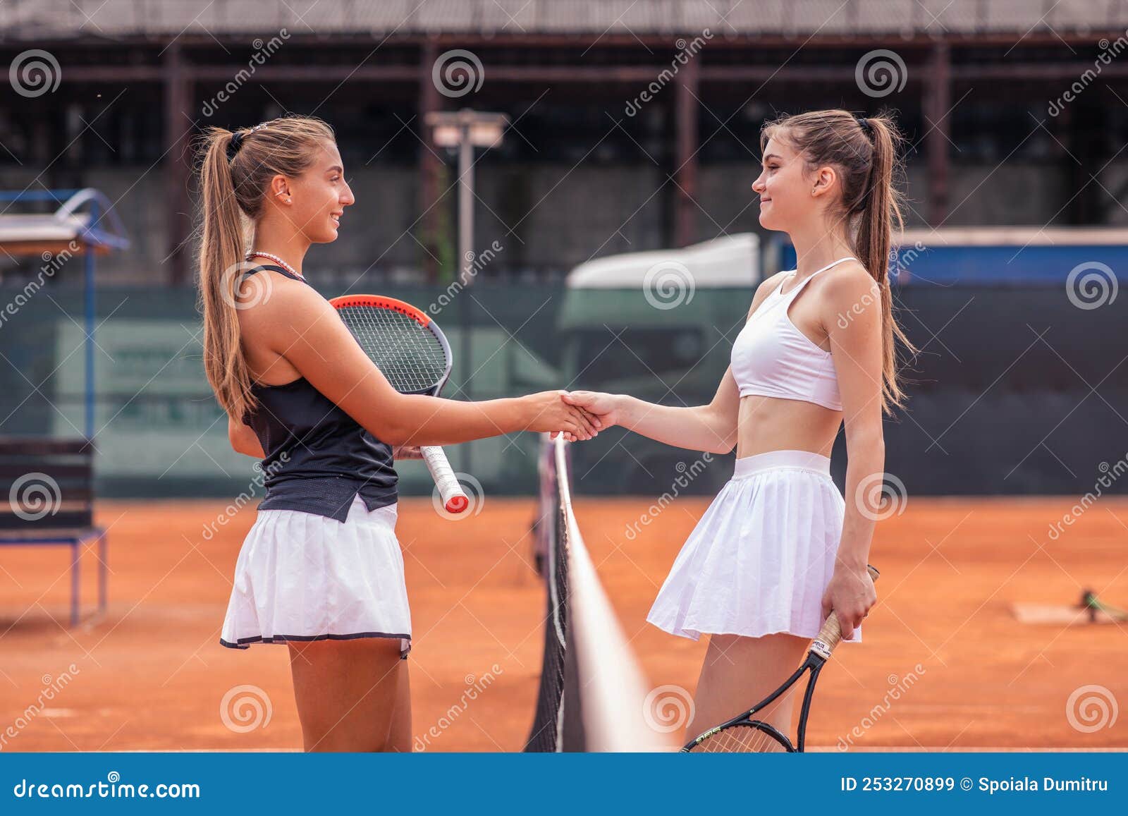 Tennis Opponents Shaking Hands before Match on a Sunny Day Stock Image ...