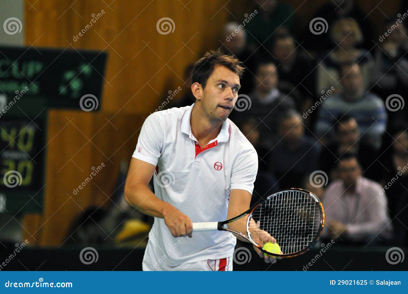 Tennis Player Frederik Nielsen in Action at a Davis Cup Match Editorial ...