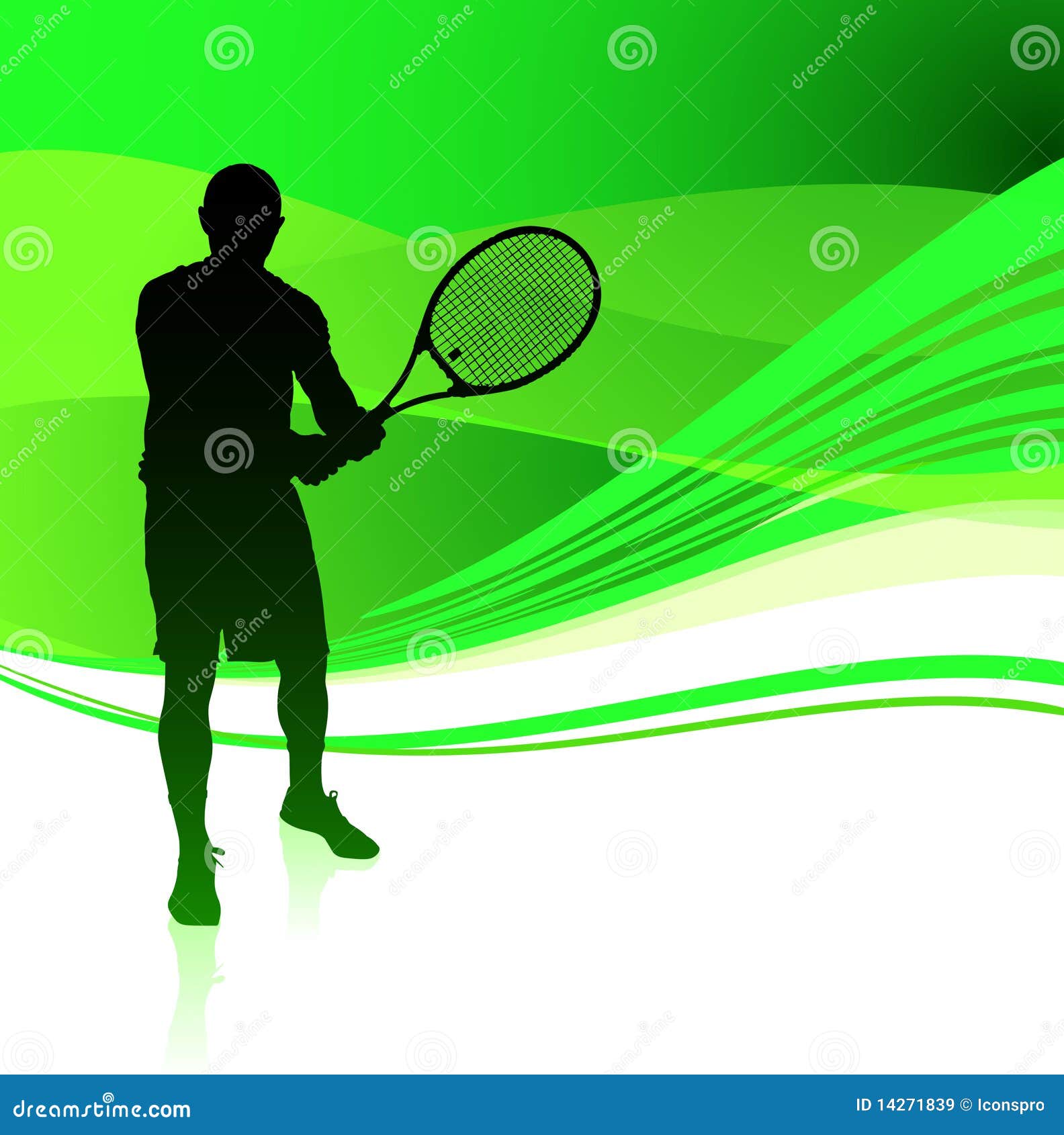 Tennis Player On Green Abstract Background Stock Illustration ...