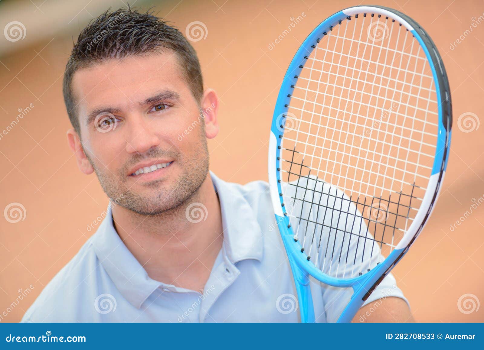 Tennis Player Holding Racket Stock Image - Image of racket, court ...