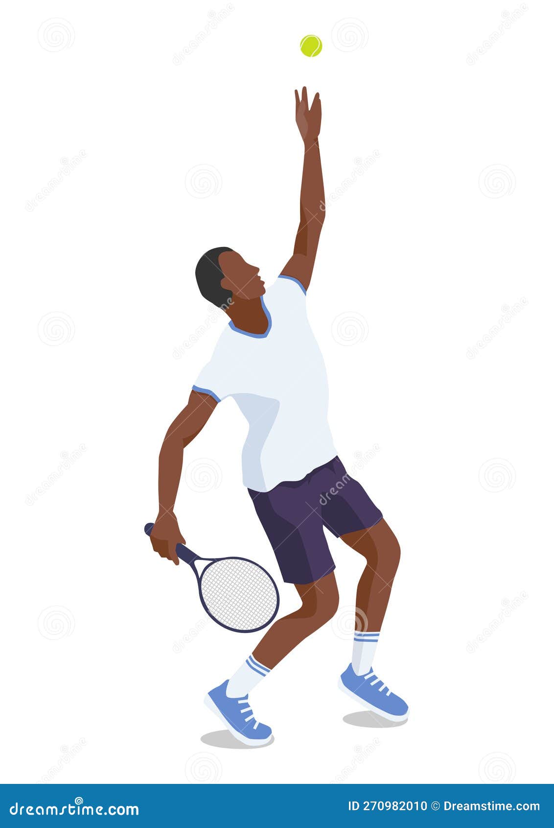 Man Tossing the Ball into the Air, Starting Tennis Serve. Stock Vector ...