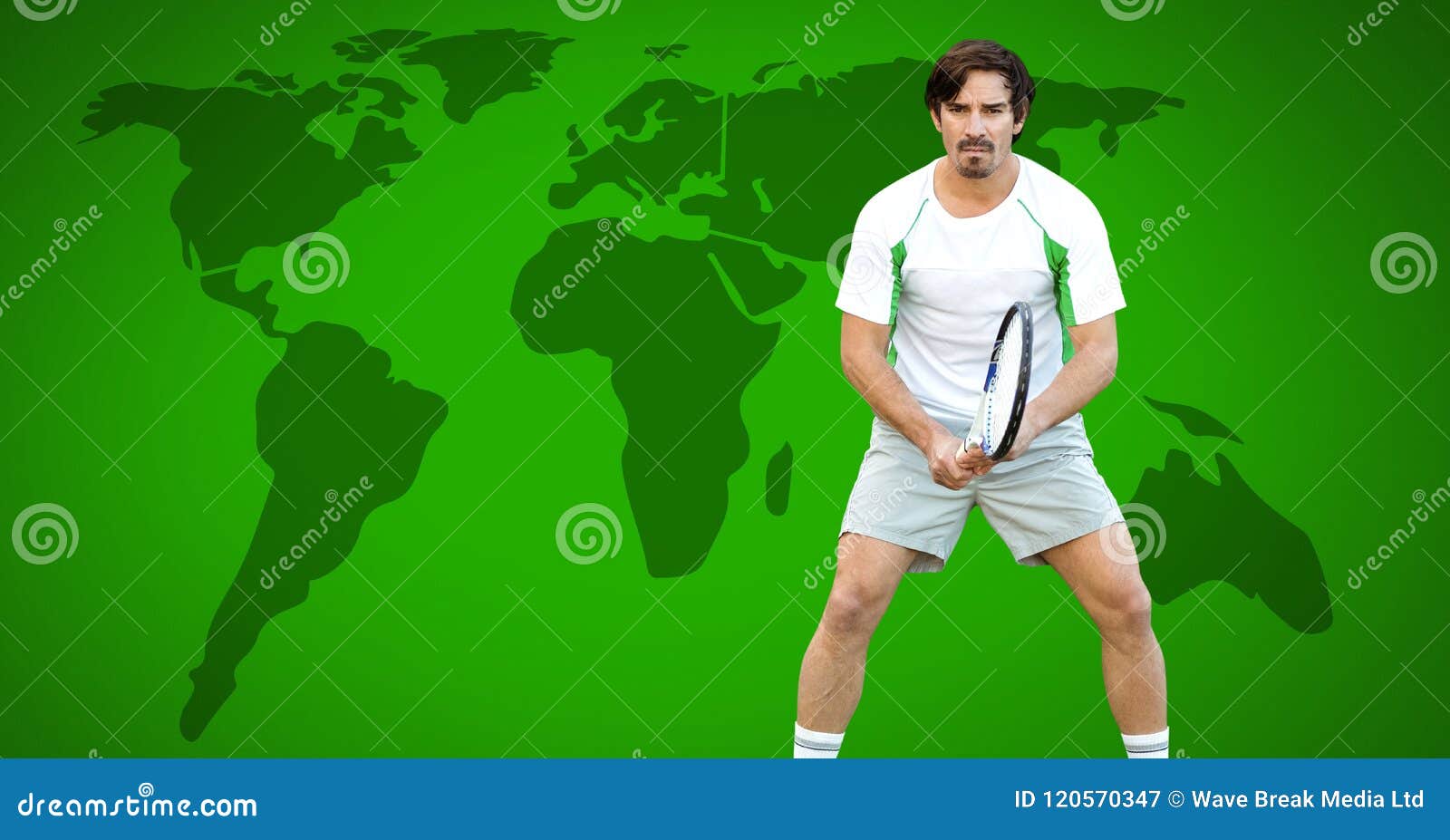 Tennis Player Man with World Map Stock Image - Image of digital, gray ...