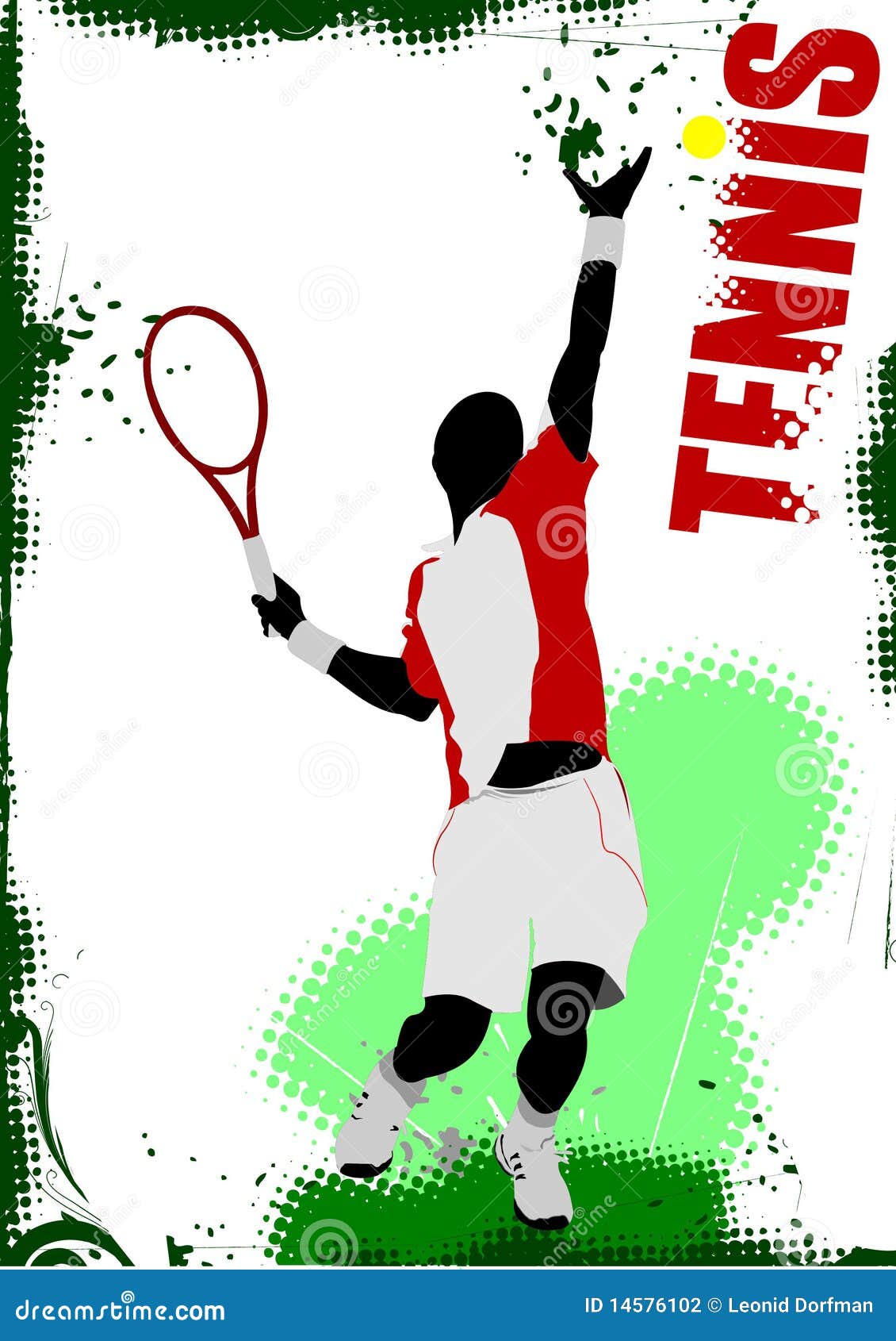 Tennis player poster stock vector. Illustration of speed - 14576102
