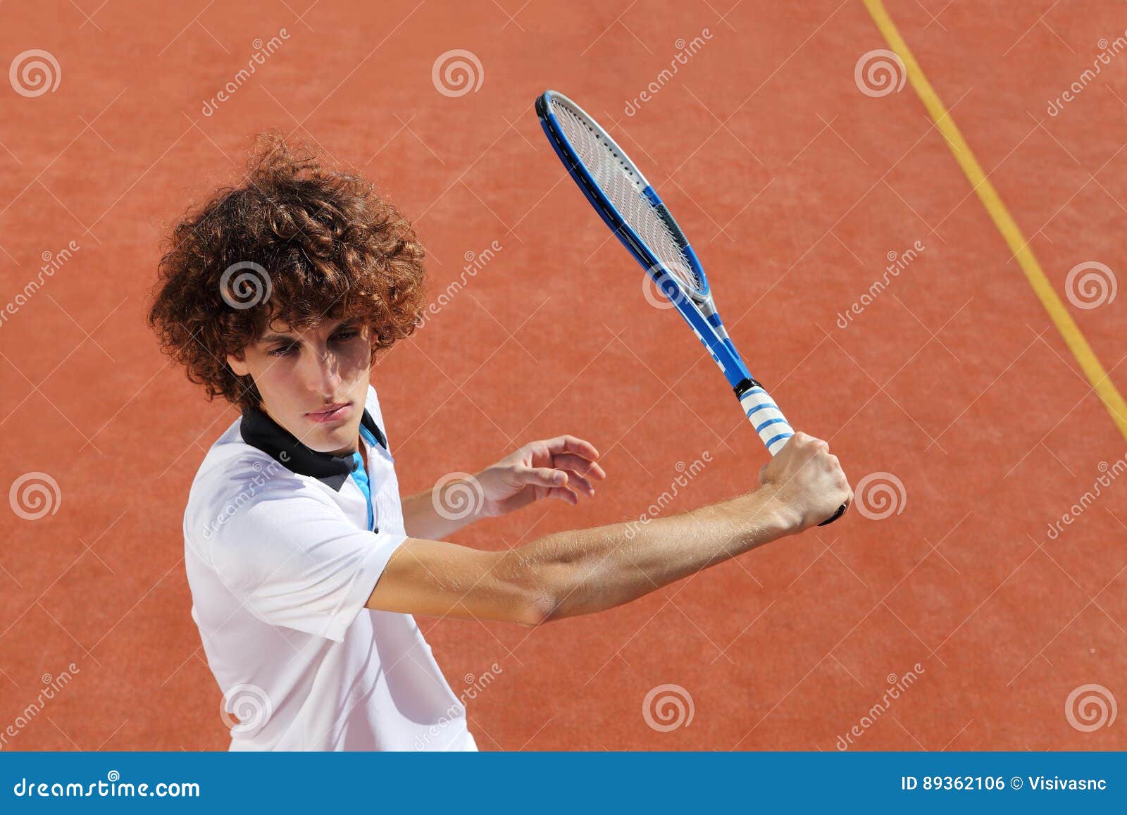 Tennis Player with Racket during a Match Game Stock Photo - Image of ...