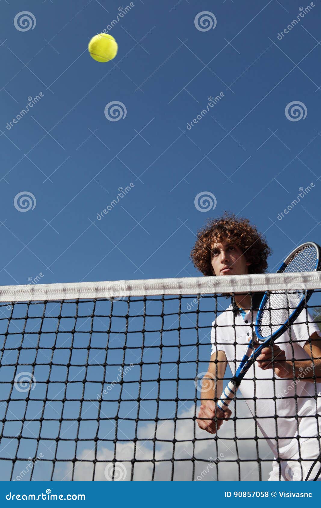 Tennis Player with Racket during a Match Game Stock Photo - Image of ...