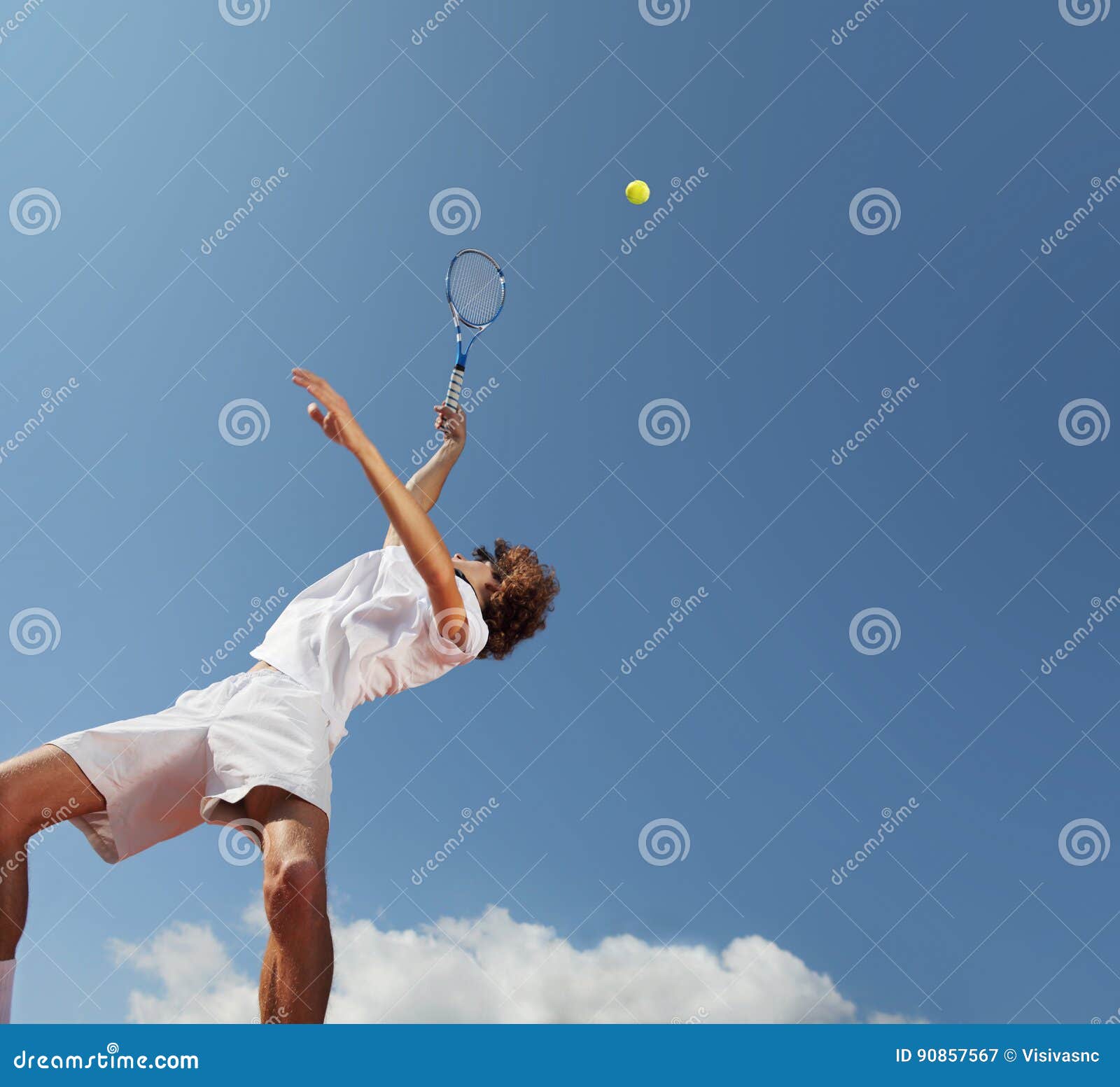 Tennis Player with Racket during a Match Game Stock Image - Image of ...