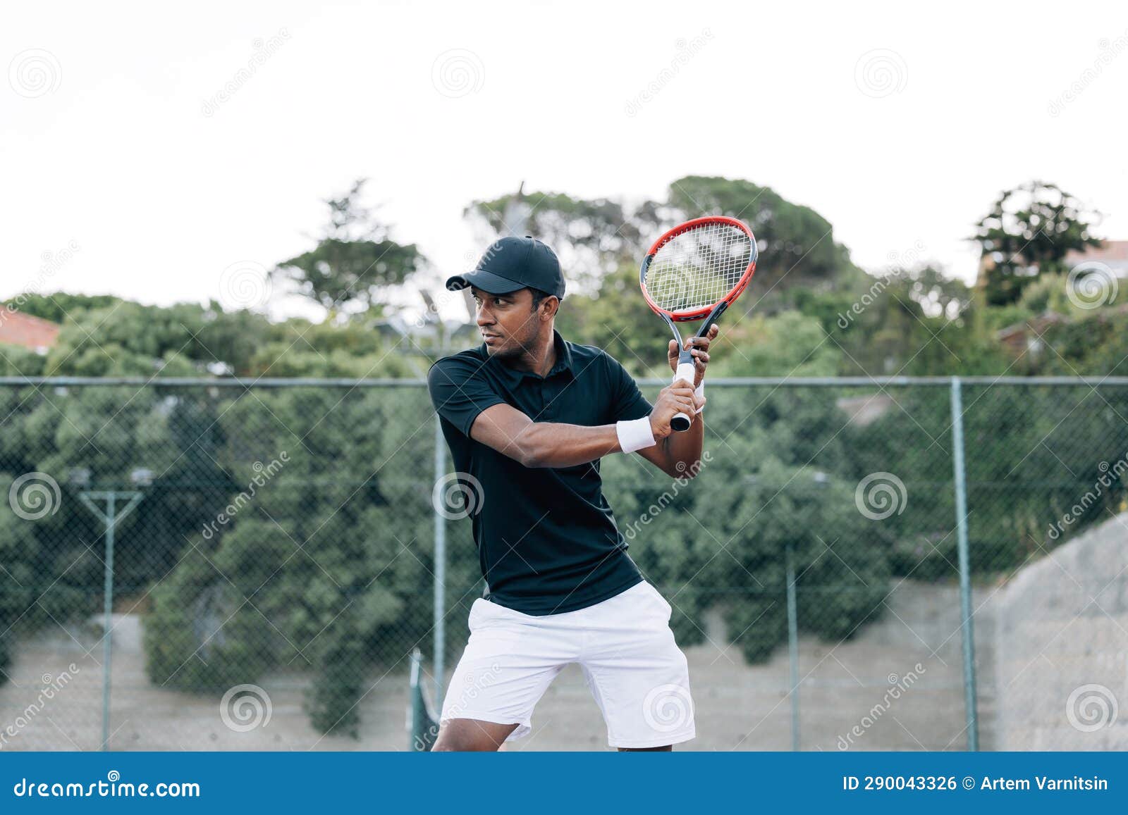 Tennis Player with Racket Practicing Stock Photo - Image of practicing ...