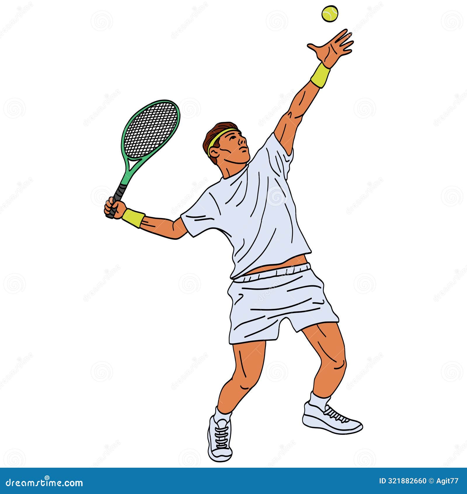 Tennis Player Serving Ball Drawing Vector Illustration Stock Vector ...