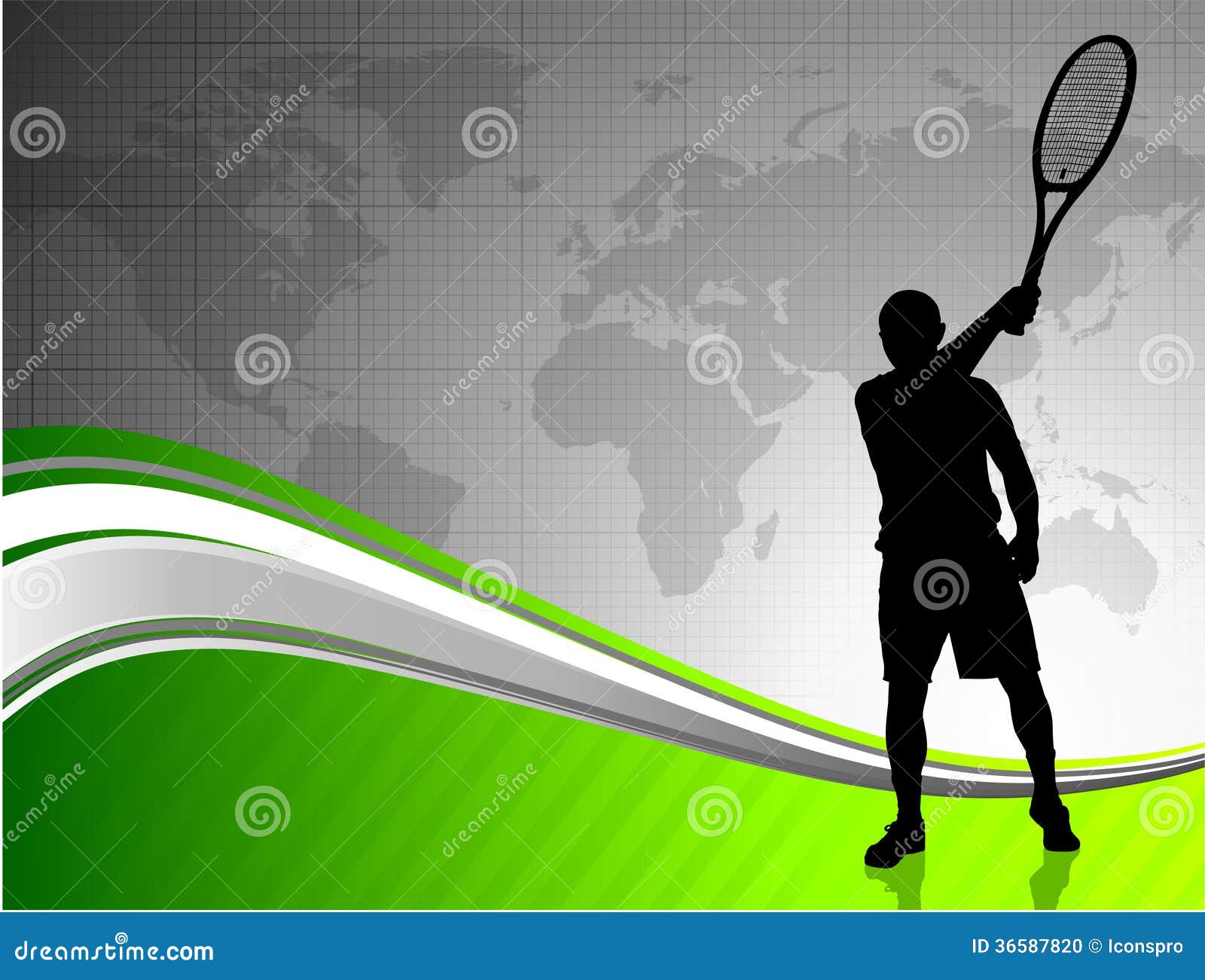 Tennis Player with World Map Stock Illustration - Illustration of ...