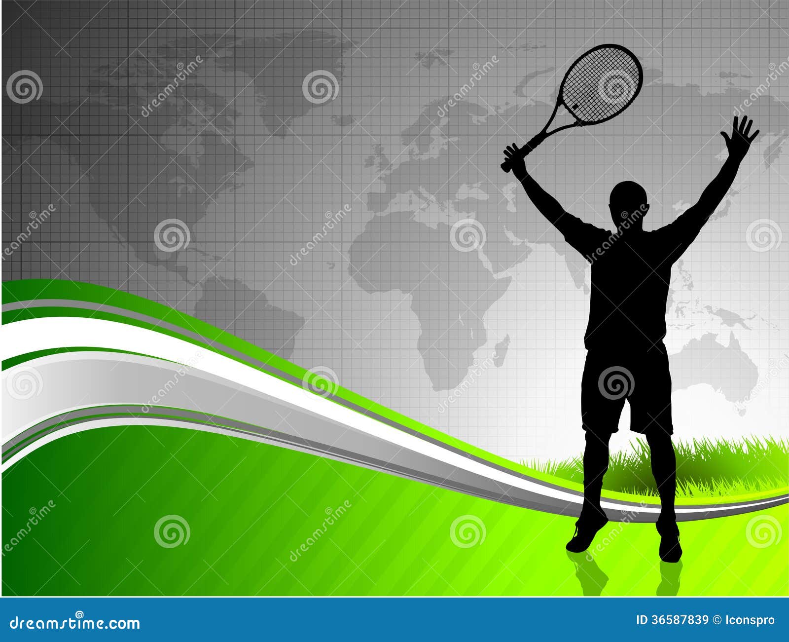Tennis Player with World Map Stock Illustration - Illustration of south ...
